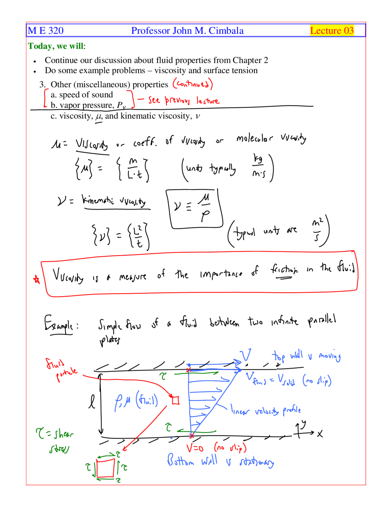 Viscosity And Surface Tension Fluid Flow Handout Docsity