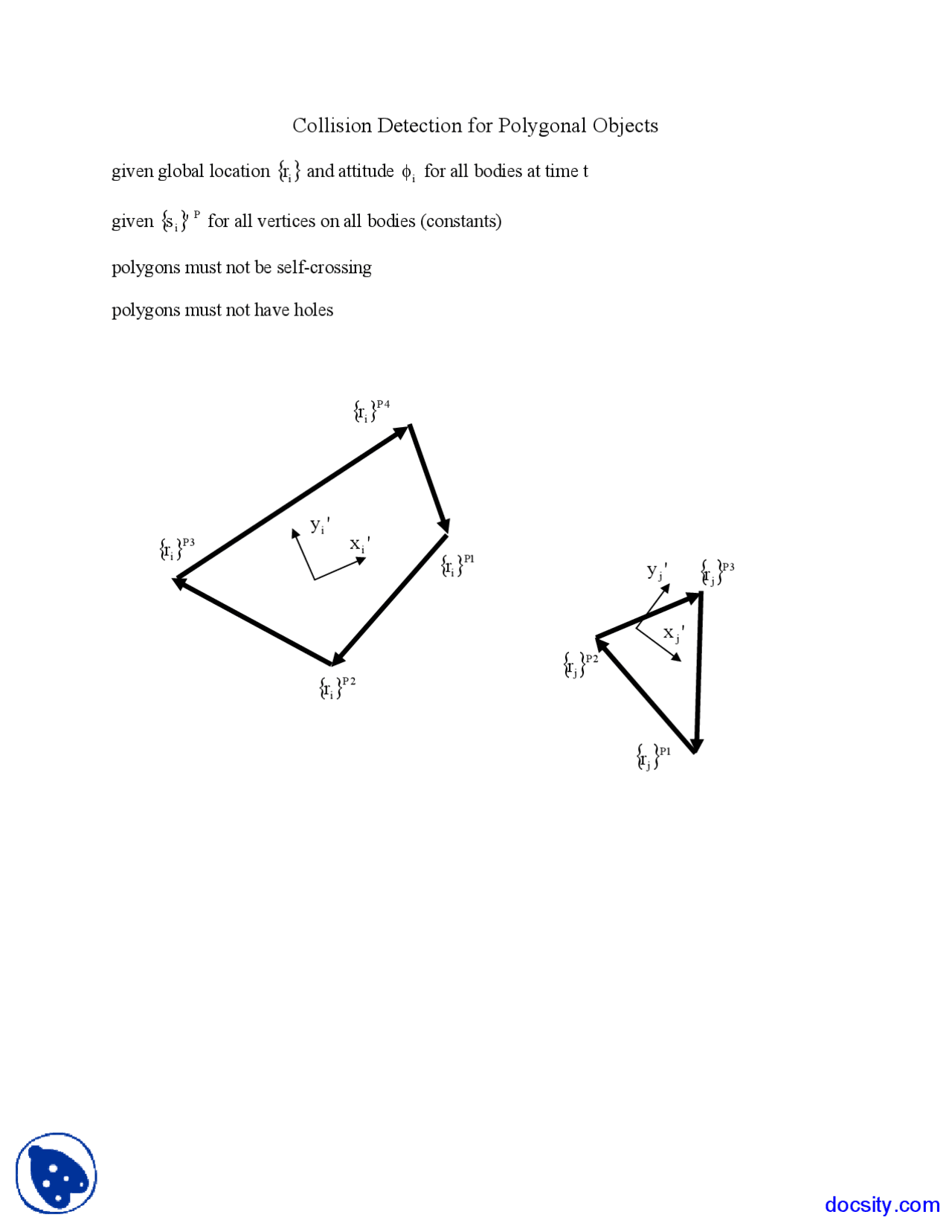 Collision Detection For Polygonal Objects Docsity