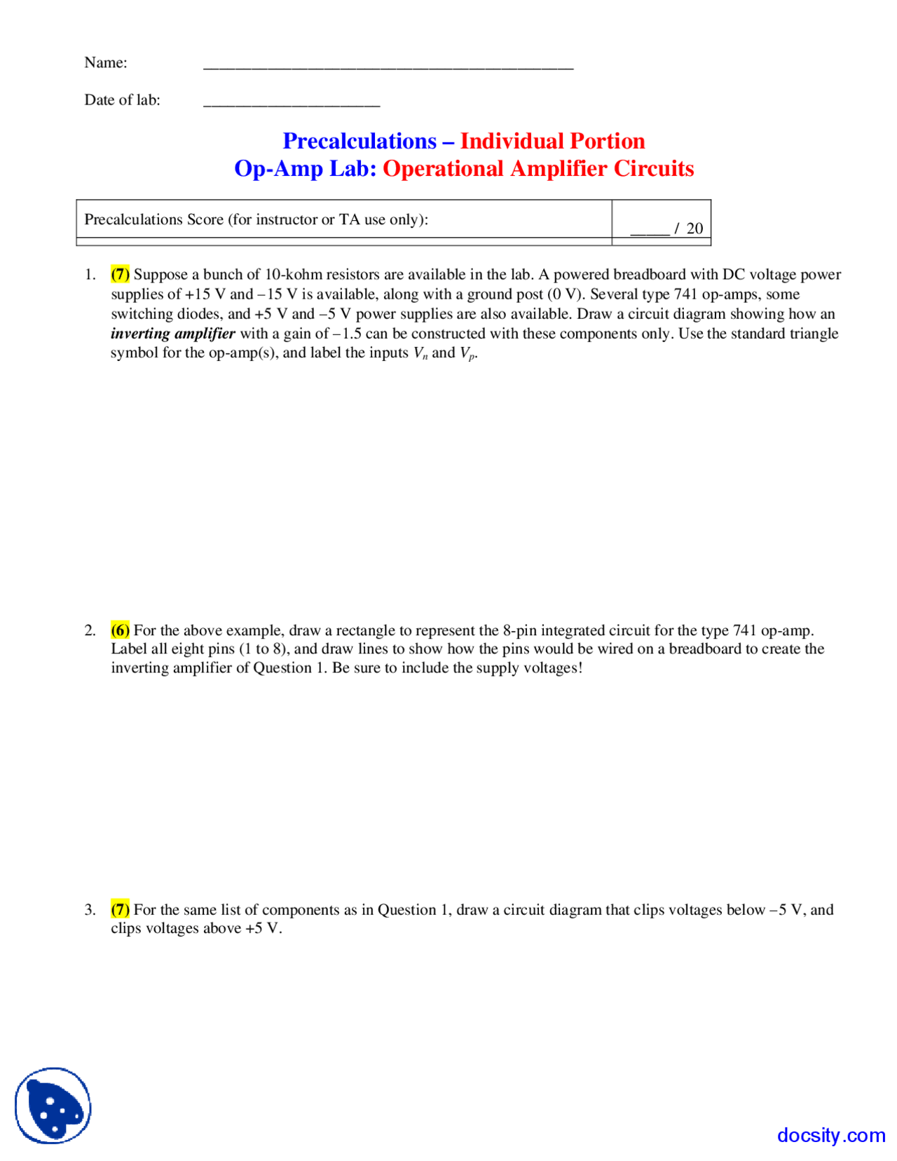 Operational Amplifier Circuits Instrumentation Measurements