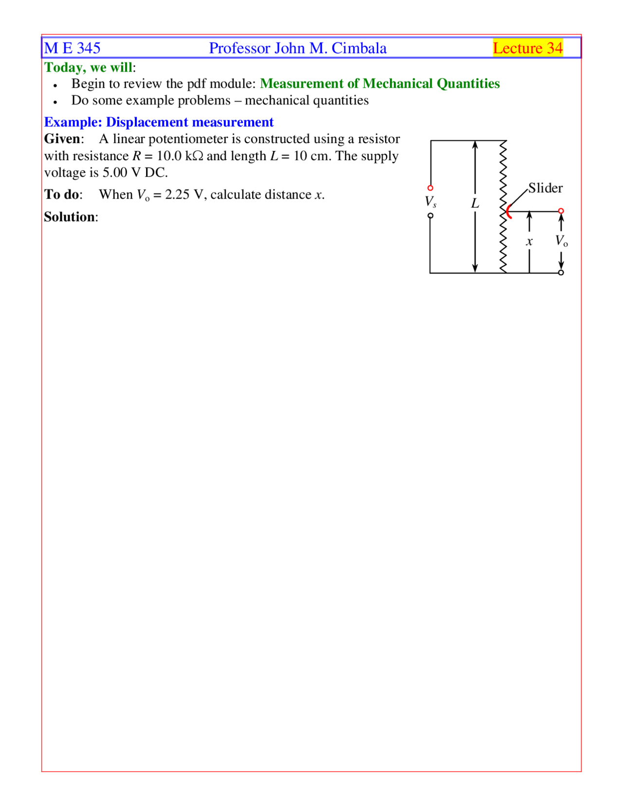 Measurement of Mechanical Quantities - Instrumentation, Measurements ...