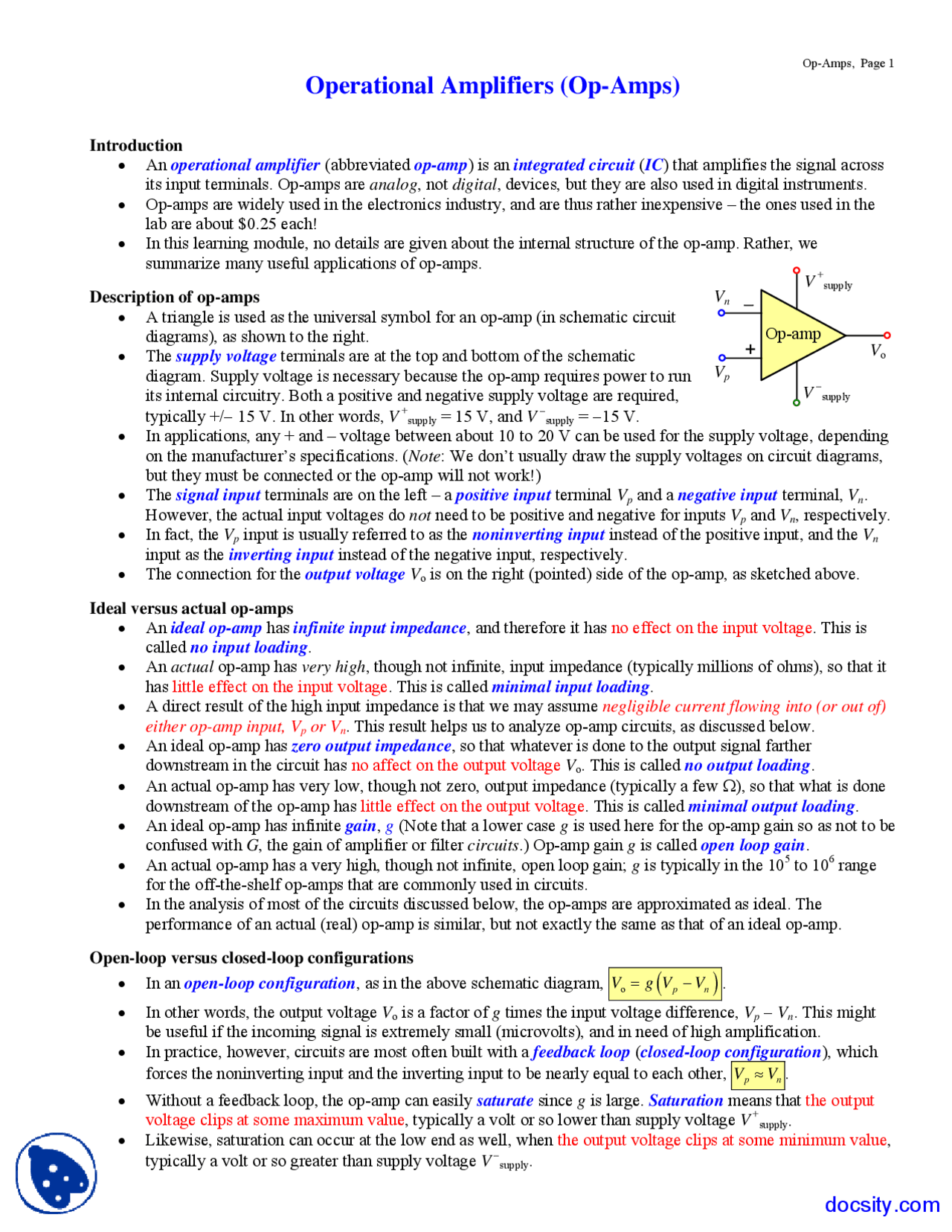Operational Amplifiers Instrumentation Measurements Statistics