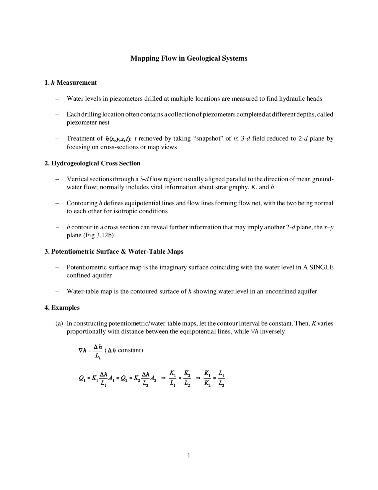 Mapping Flow Groundwater Flow And Contaminant Transport Lecture