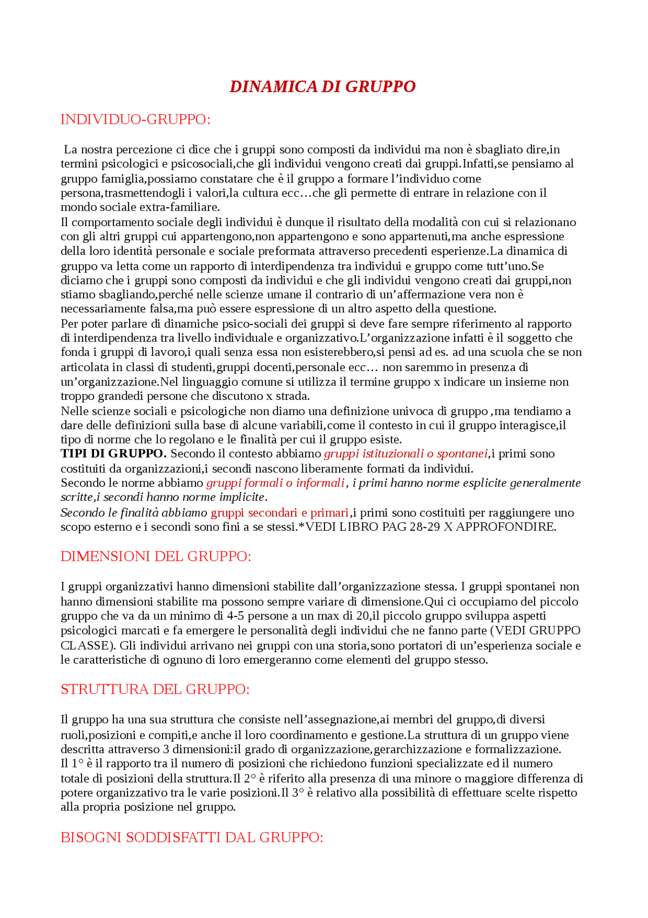 Teoria E Tecniche Della Dinamica Di Gruppo Docsity