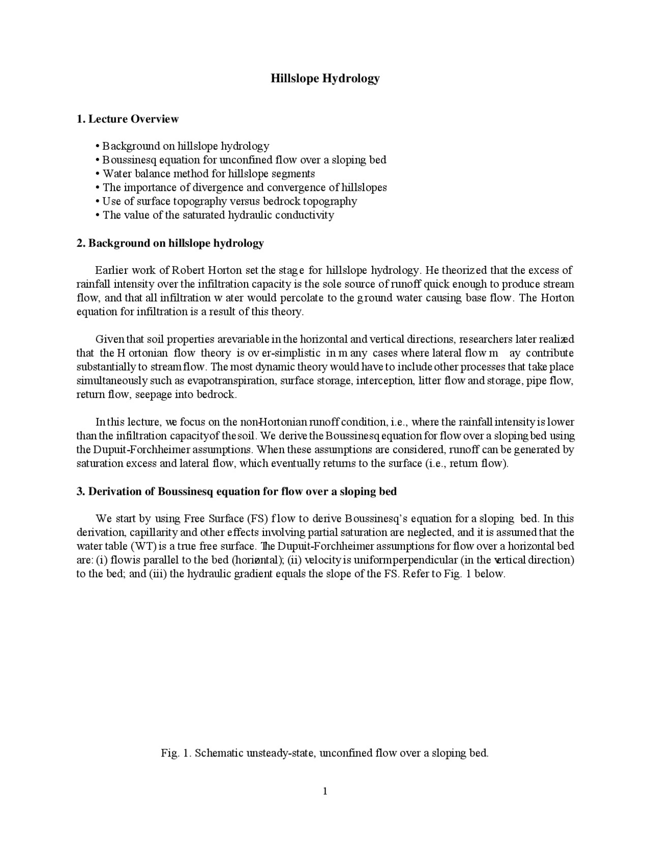 Hillslope Hydrology Surface Hydrologic Processes And Modeling