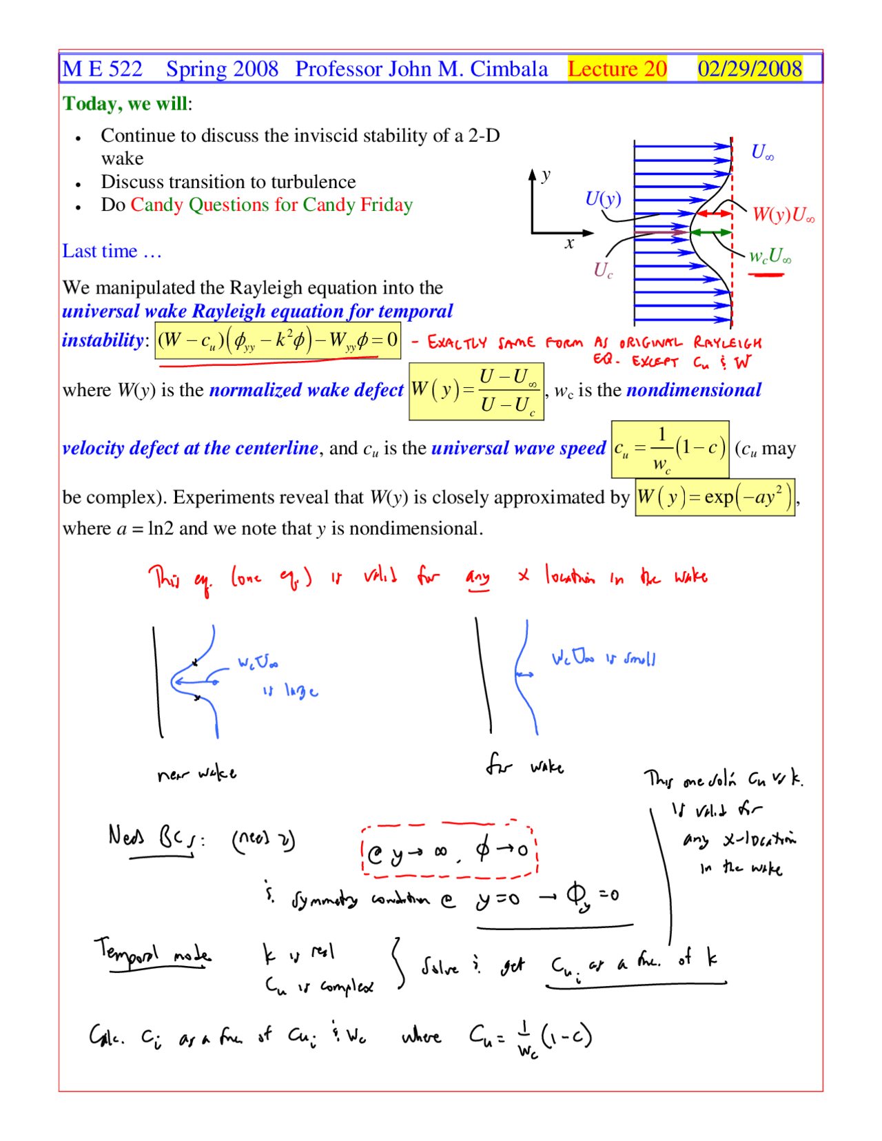 Inviscid Stability - Foundations of Fluid Mechanics II - Handout - Docsity