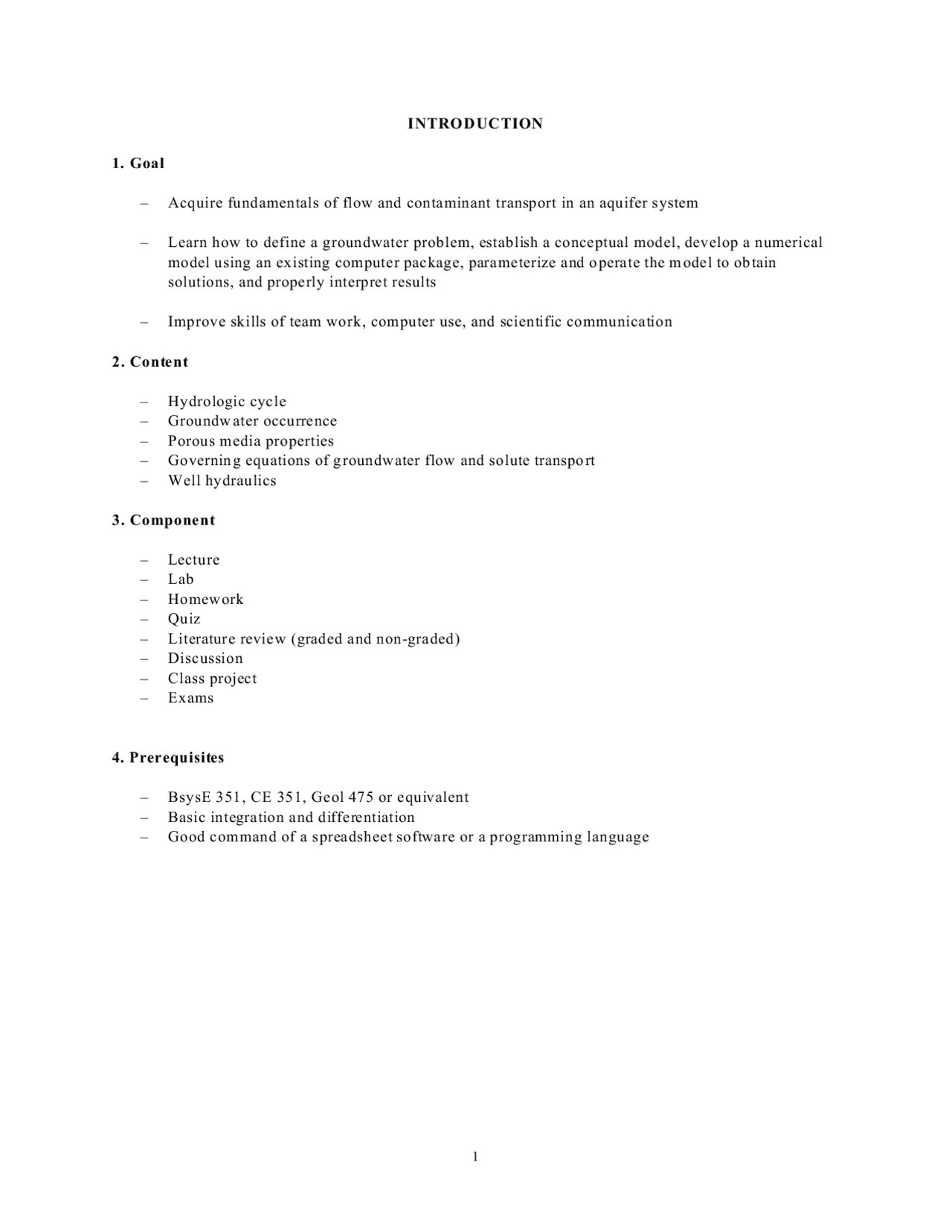 Introduction Groundwater Flow And Contaminant Transport Lecture