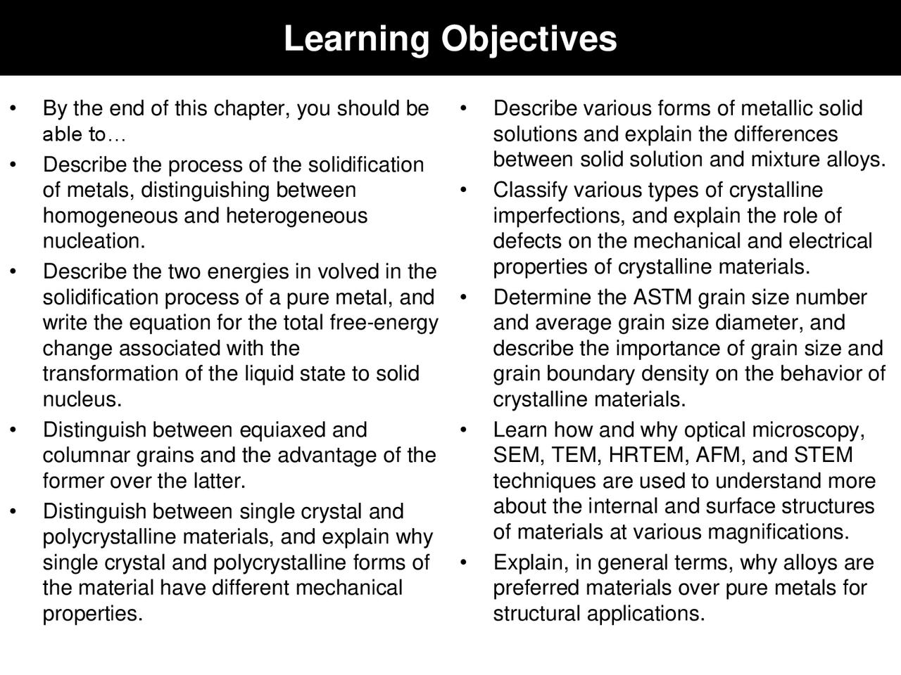 Solidification and Crystalline Imperfections - Material Sceince - Lecture Slides - Docsity