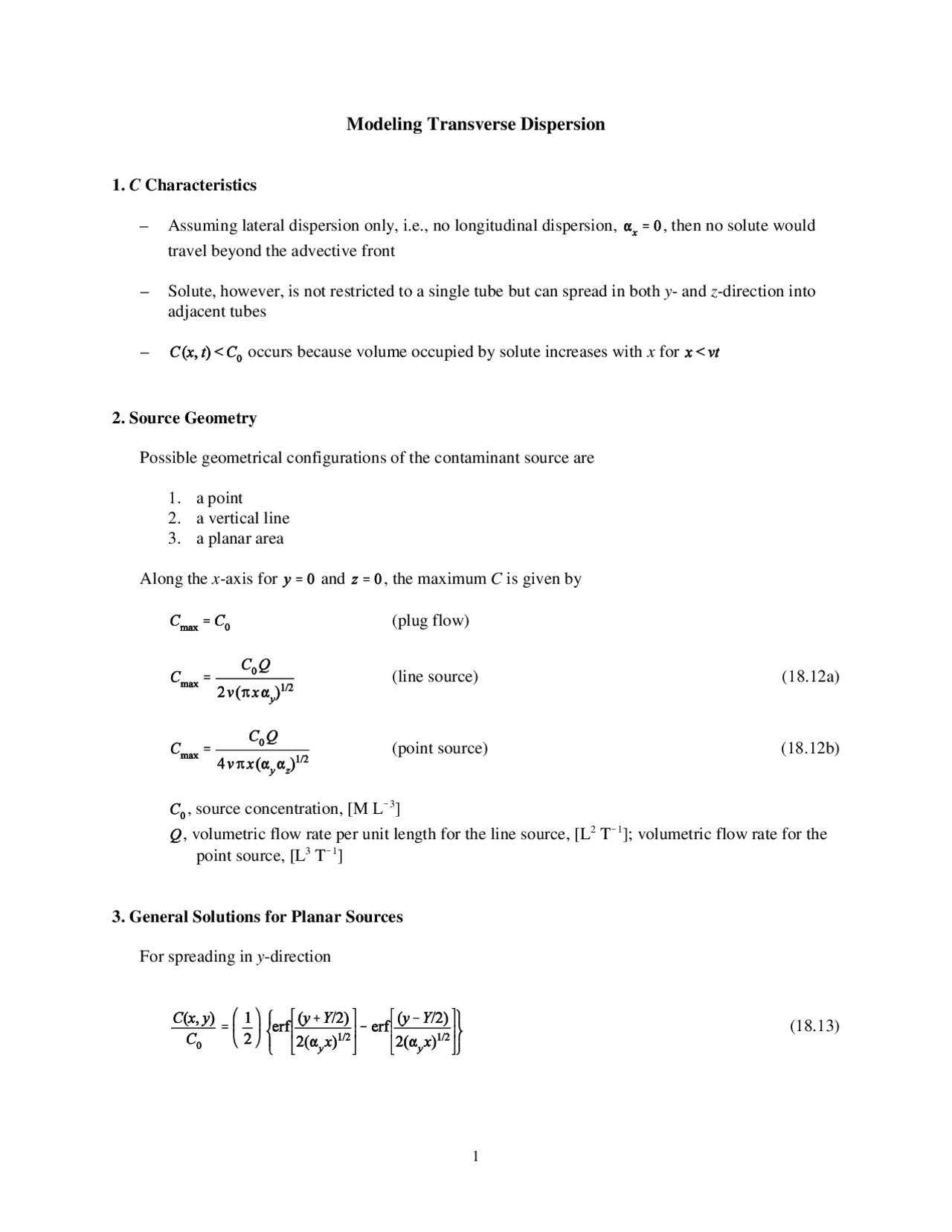 Modeling Transverse Dispersion - Groundwater Flow and Contaminant ...