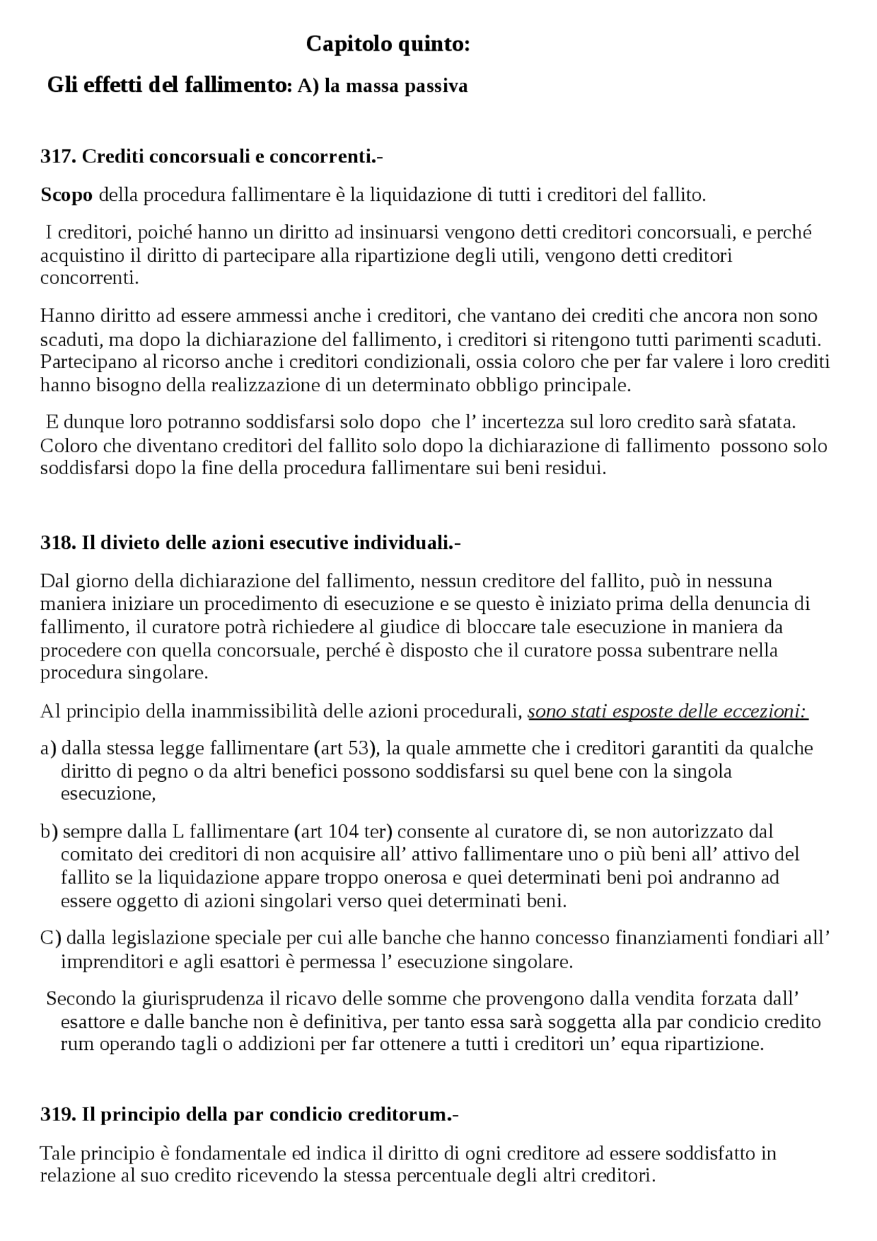 Gli Effetti Del Fallimento Aziendale La Massa Passiva Docsity