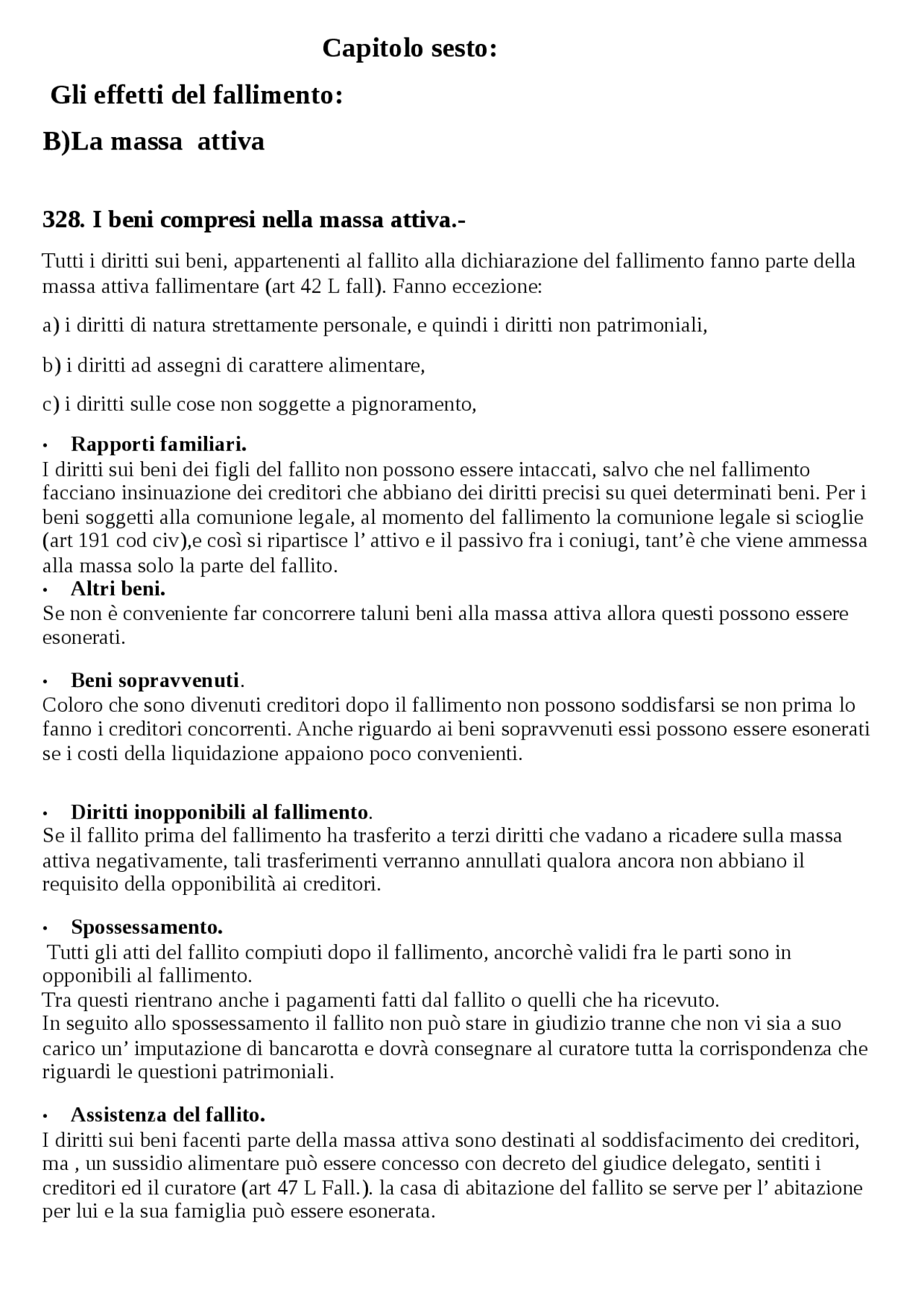 Gli Effetti Del Fallimento Aziendale La Massa Attiva Docsity