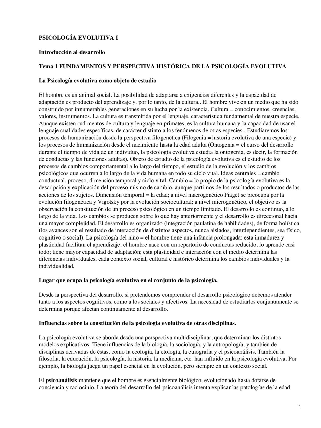 Apuntes Sobre La Psicología Evolutiva Part1 Docsity