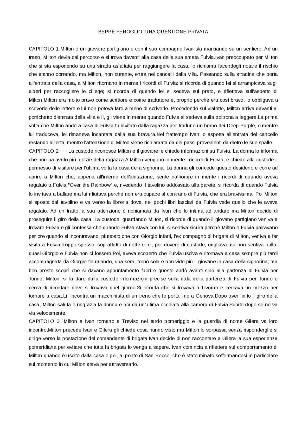 Beppe Fenoglio Sunto Docsity