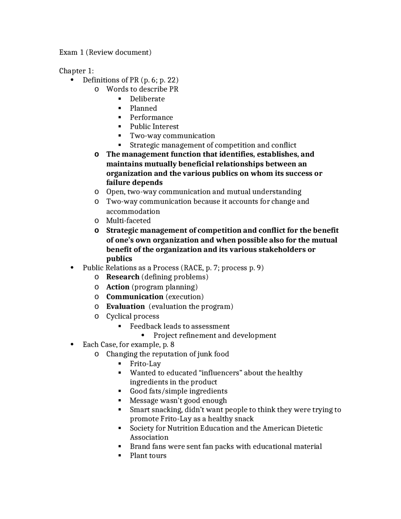 Exam 1 Review Principles Of Public Relations Comm 2044 Docsity