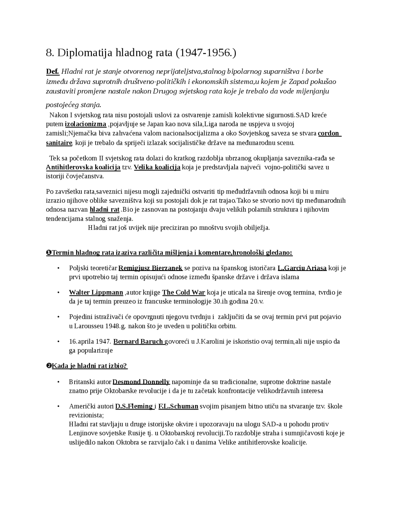 Osnovi diplomatije-diplomatija hladnog rata | Rezime' predlog ...
