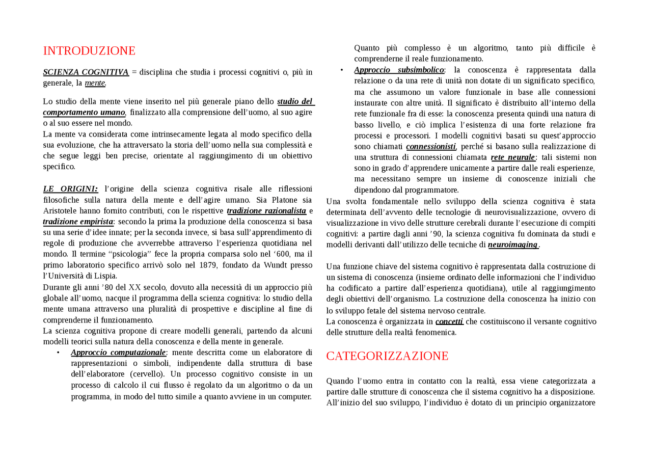 Psicologia Cognitiva Docsity