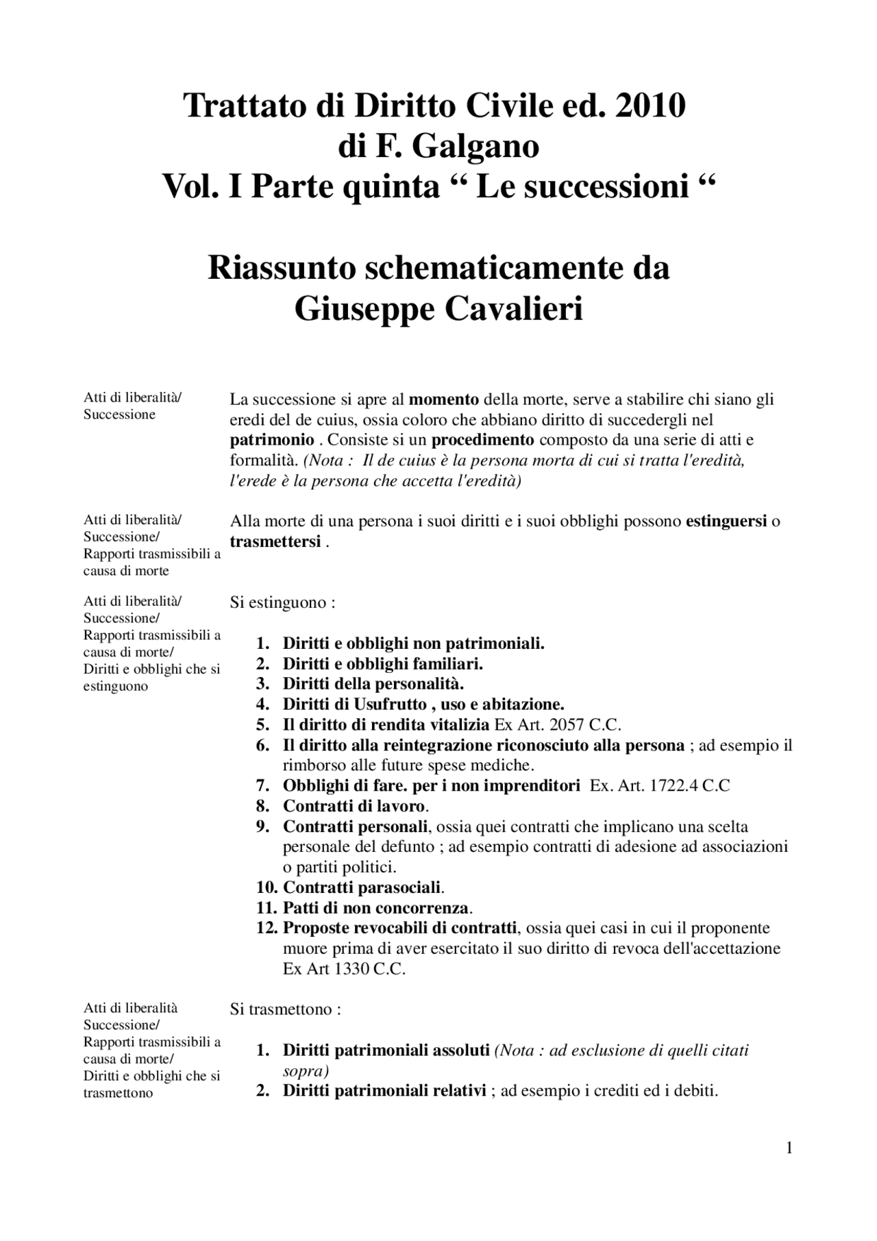 Riassunto Con Mappe Concettuali Del Trattato Di Diritto Civile Le