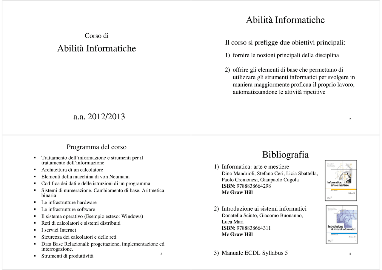 Schemi Di Abilità Informatiche Docsity