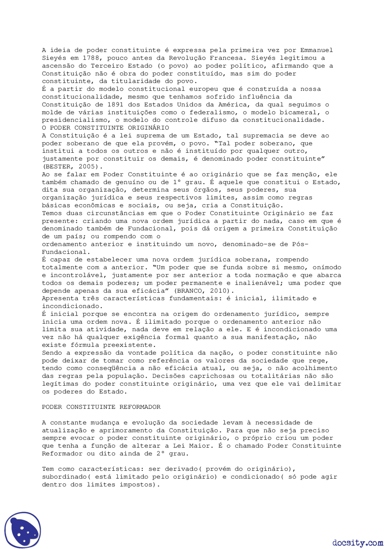 Poder Constituinte - Docsity