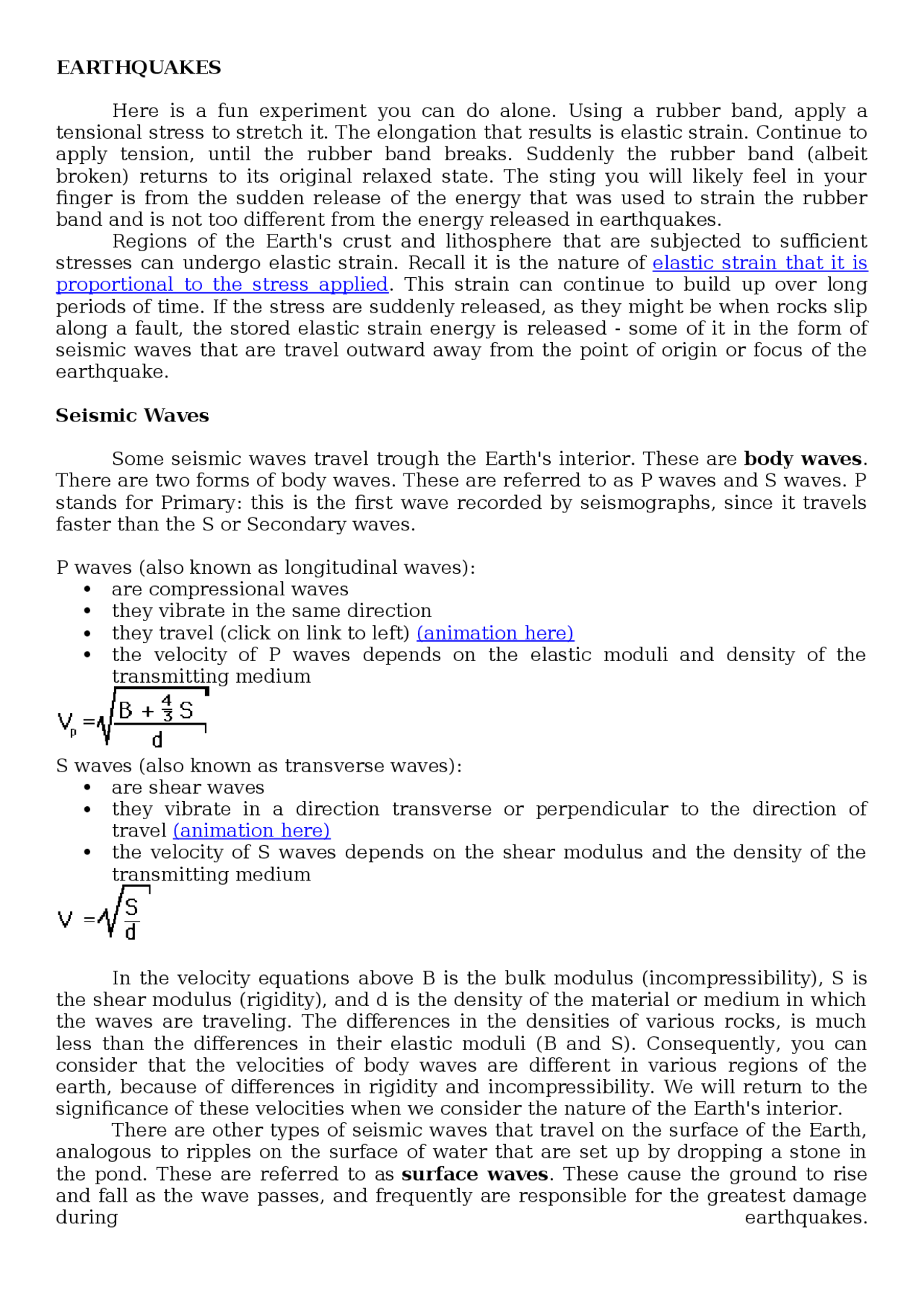 Earthquakes Dynamic Earth Lecture Notes Gly 1000 Docsity