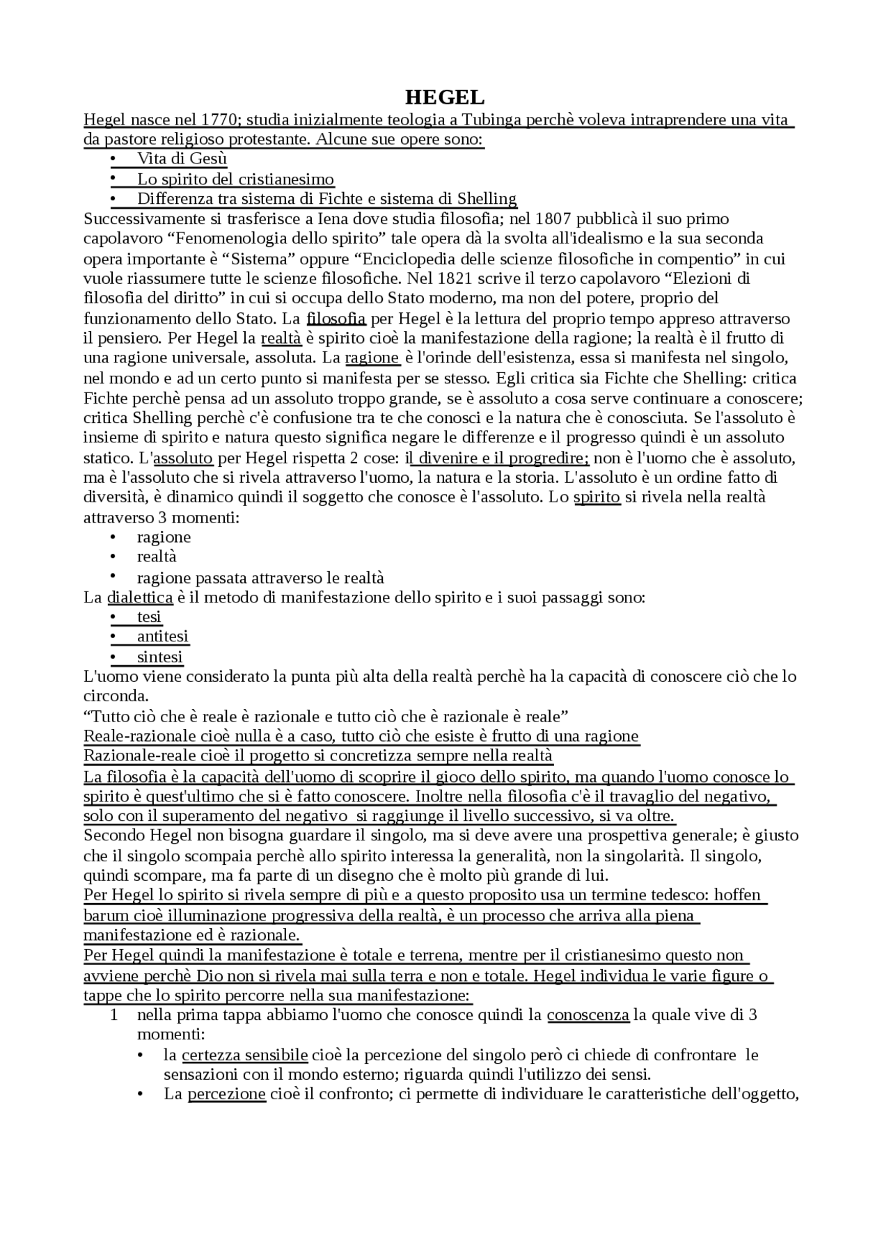 Hegel E Il Sistema Hegeliano Docsity