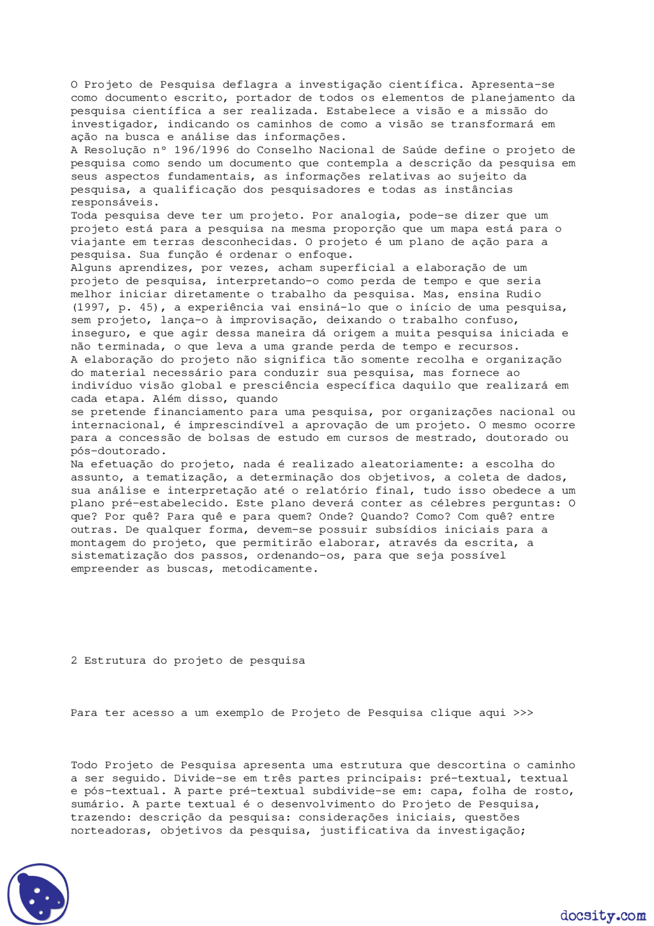 Projeto De Pesquisa Docsity
