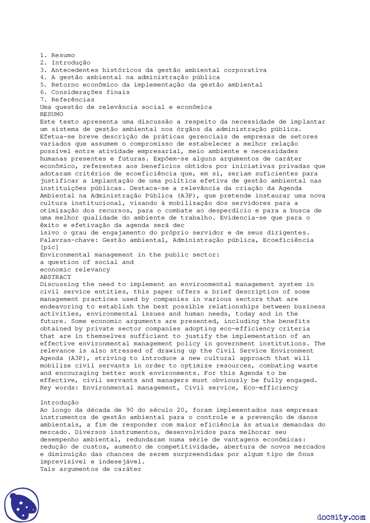 Gestão Ambiental Docsity