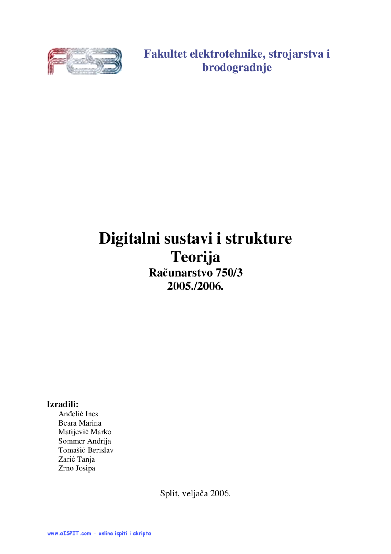 Digitalni Sustavi I Strukture Skripta Racunarstvo Elektrotehnika 2