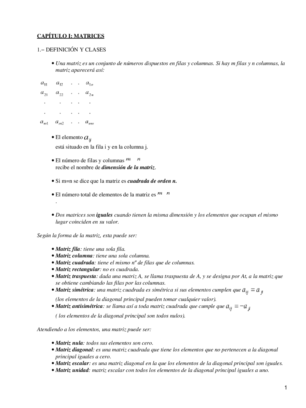 Apuntes Sobre Las Matrices Docsity