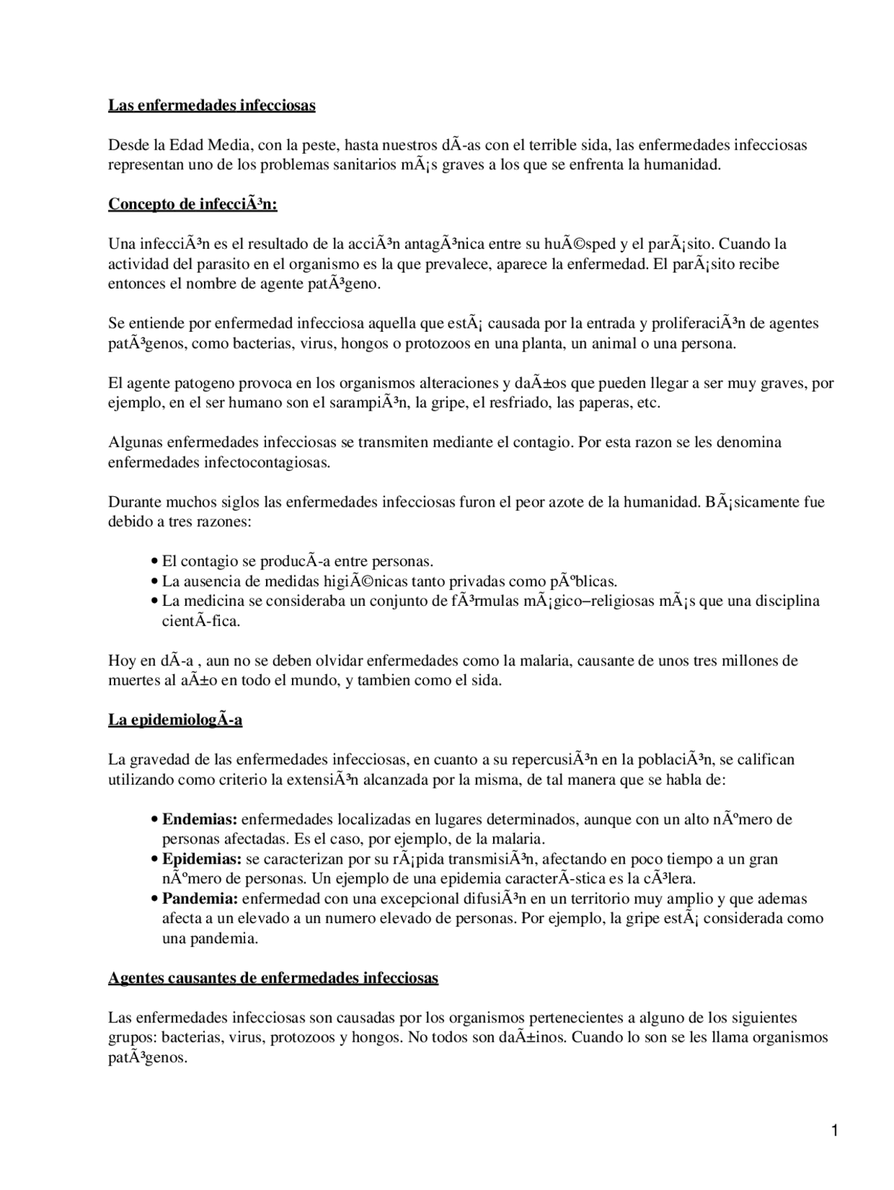 Apuntes Sobre Las Enfermedades Infecciosas Docsity