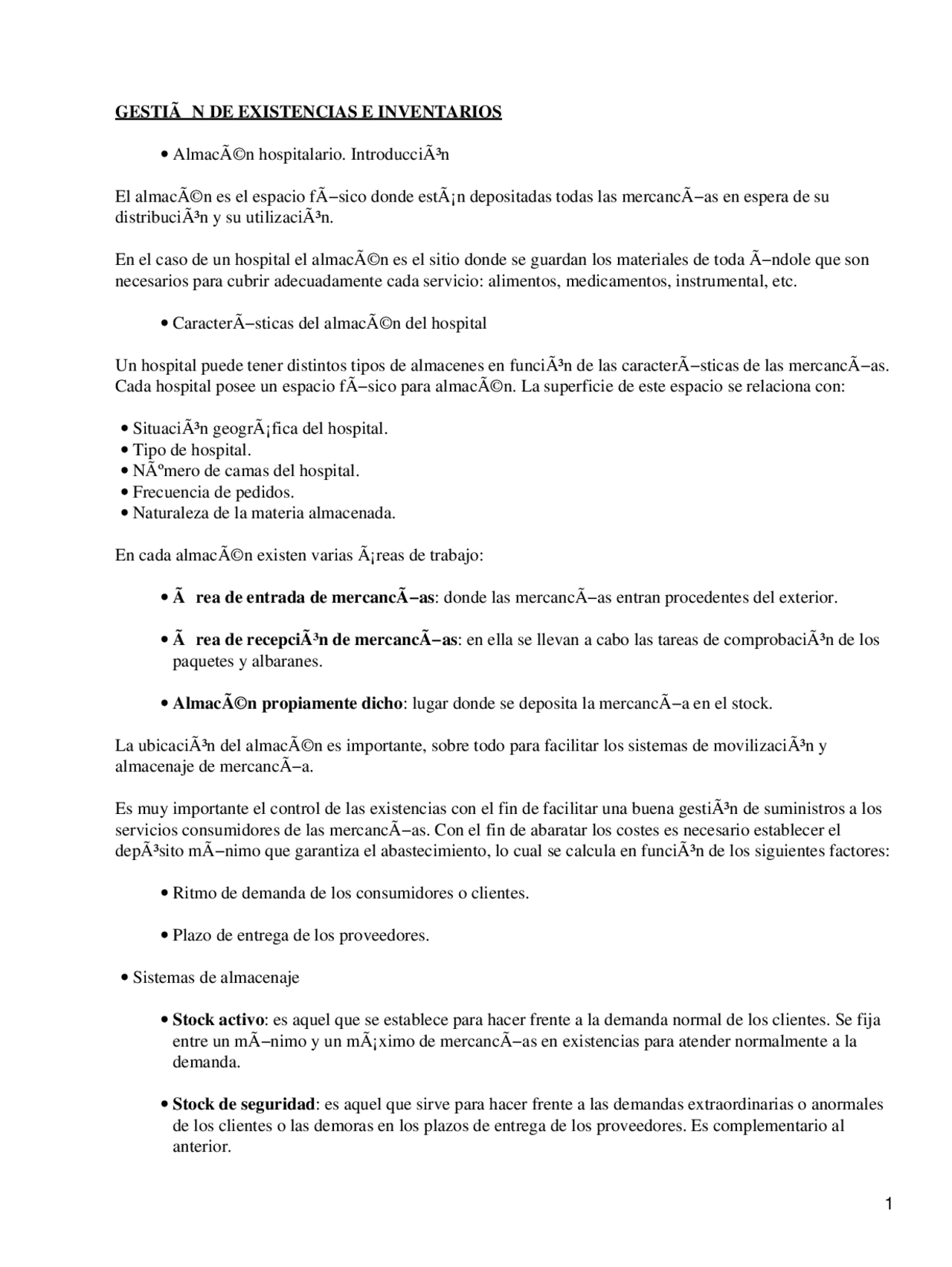Apuntes Sobre La Gestión De Existencias E Inventarios Docsity