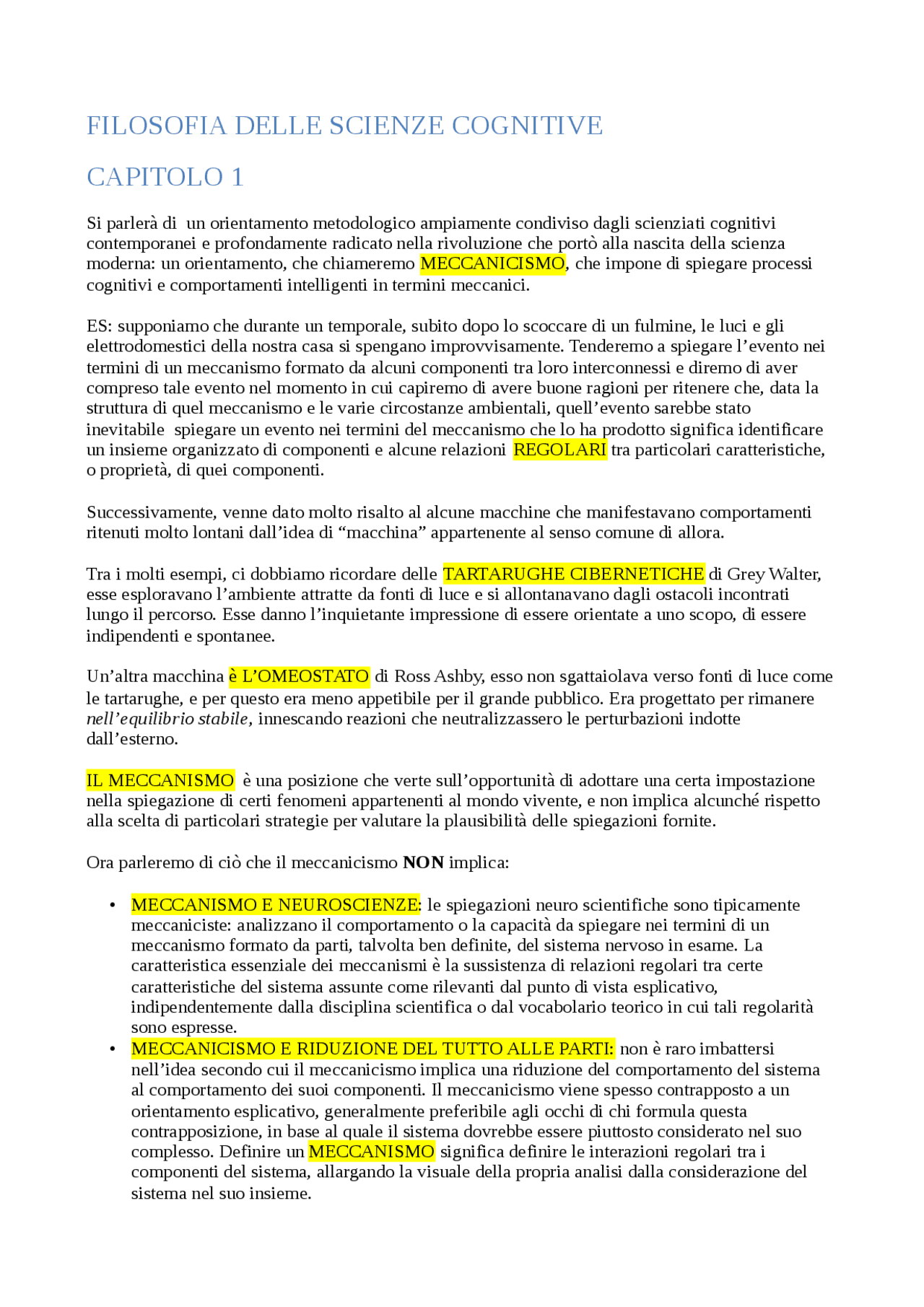 Filosofia Delle Scienze Cognitive Docsity