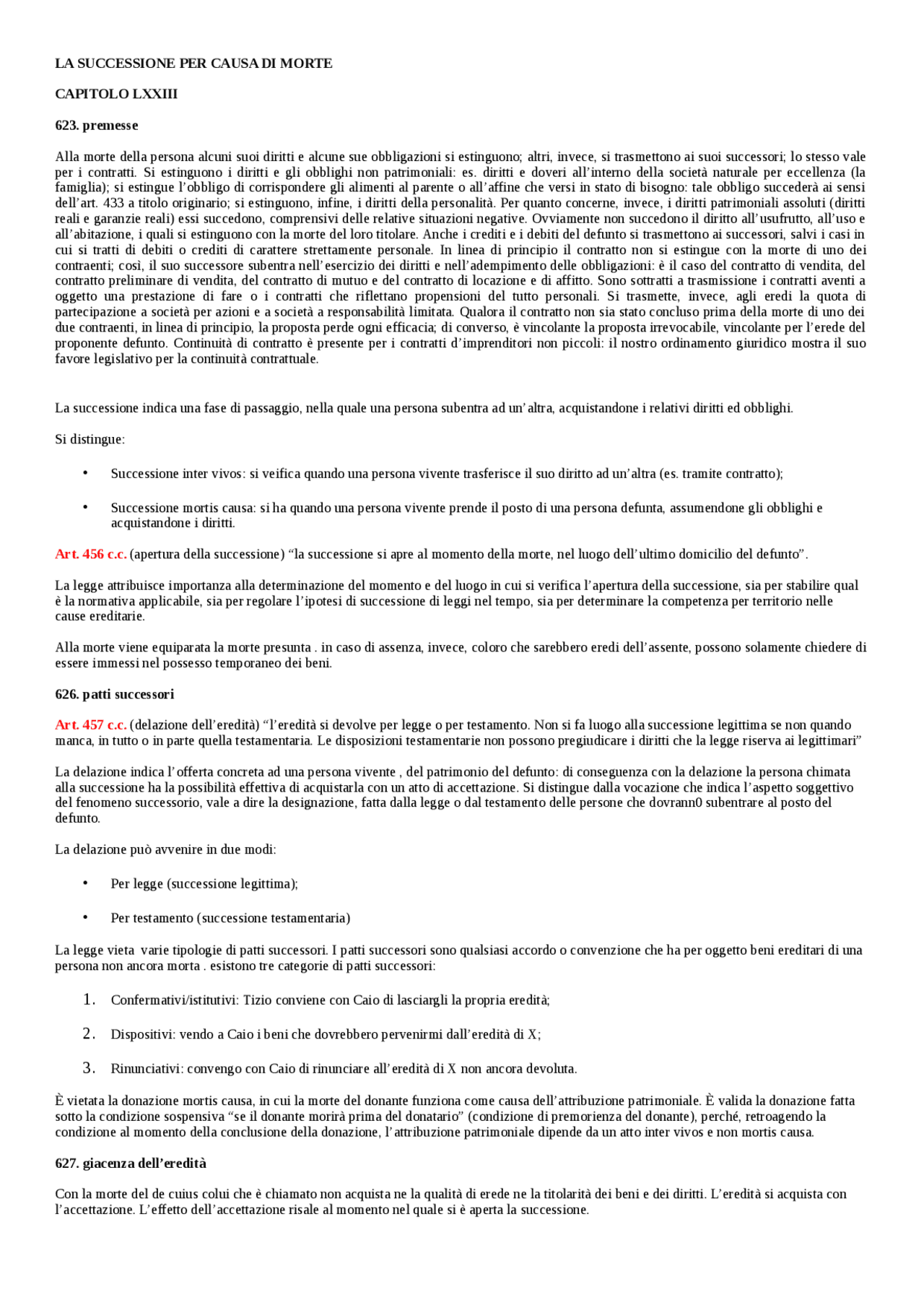 11.A La successione per causa di morte - Docsity