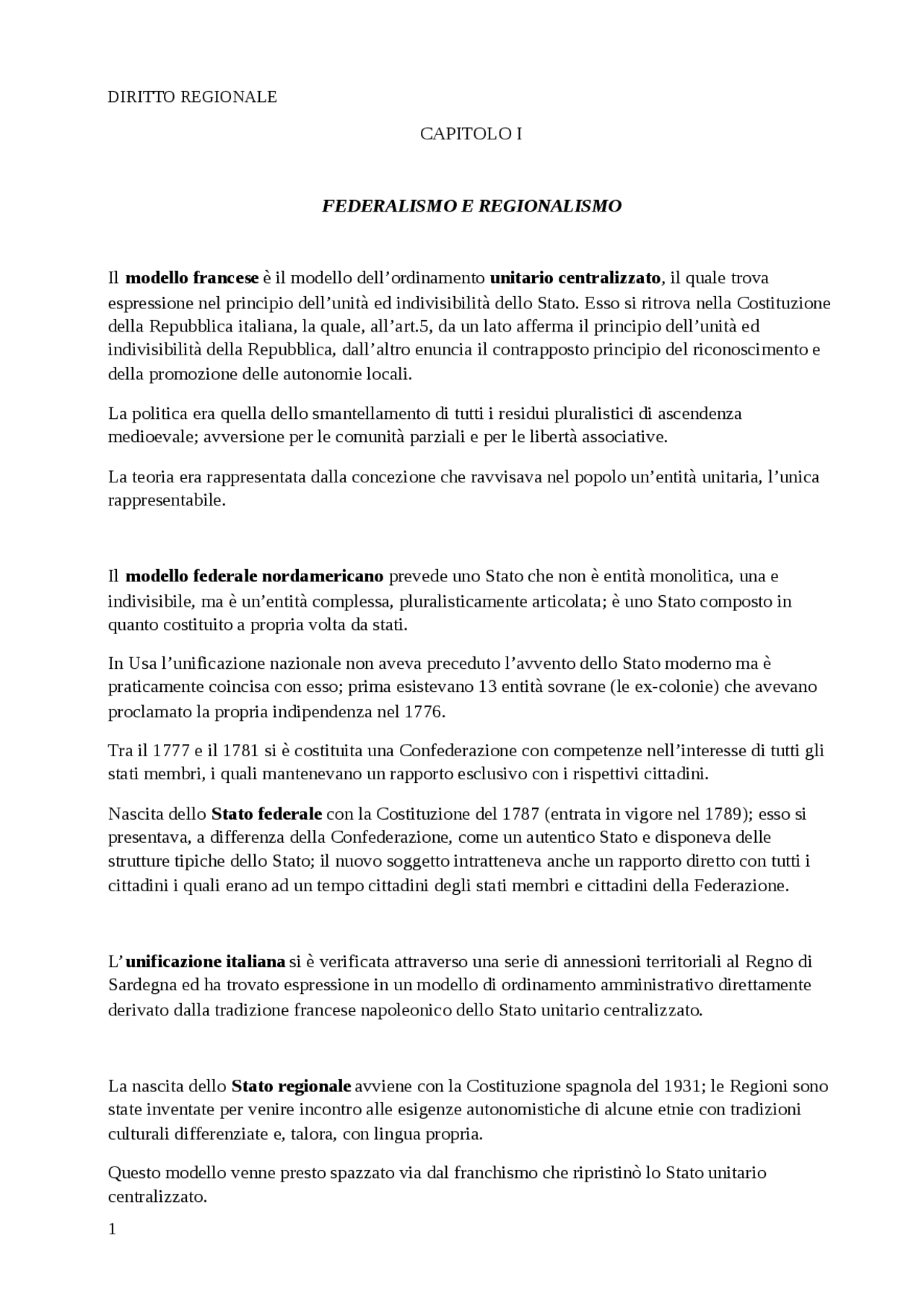 Sintesi Diritto Regionale Docsity