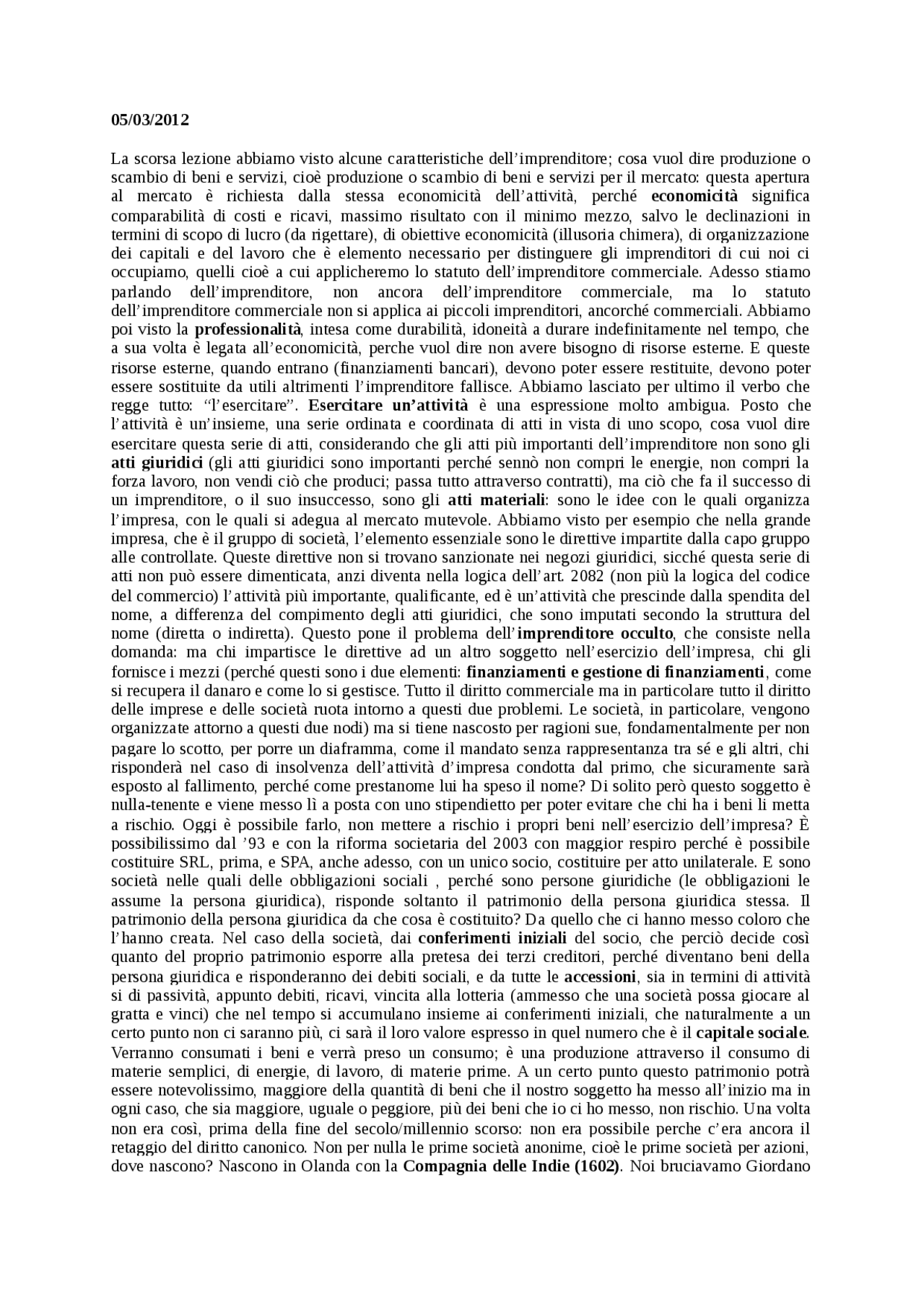 Lezione Diritto Commerciale Docsity