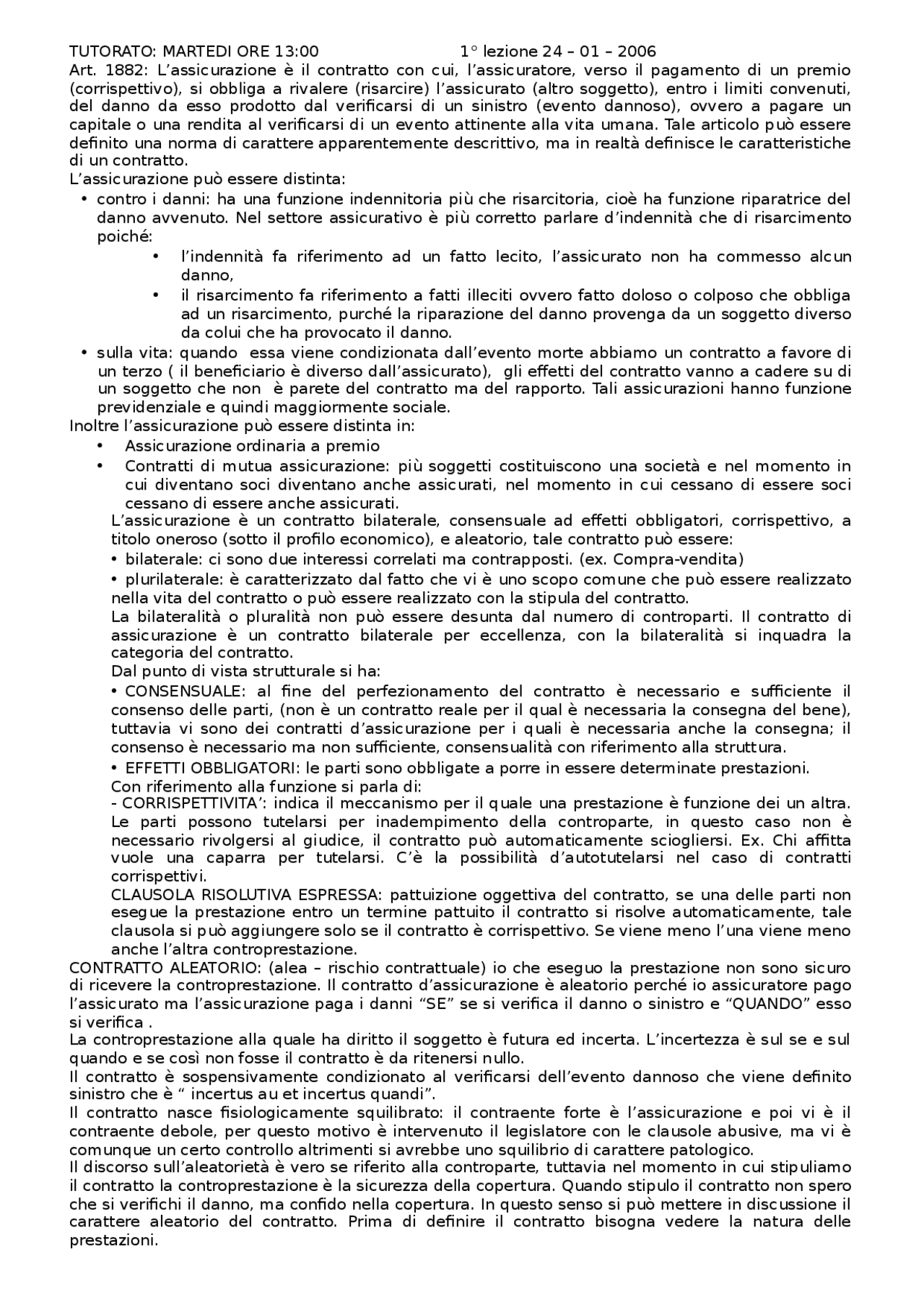 Appunti Di Diritto Privato Delle Assicurazioni Docsity