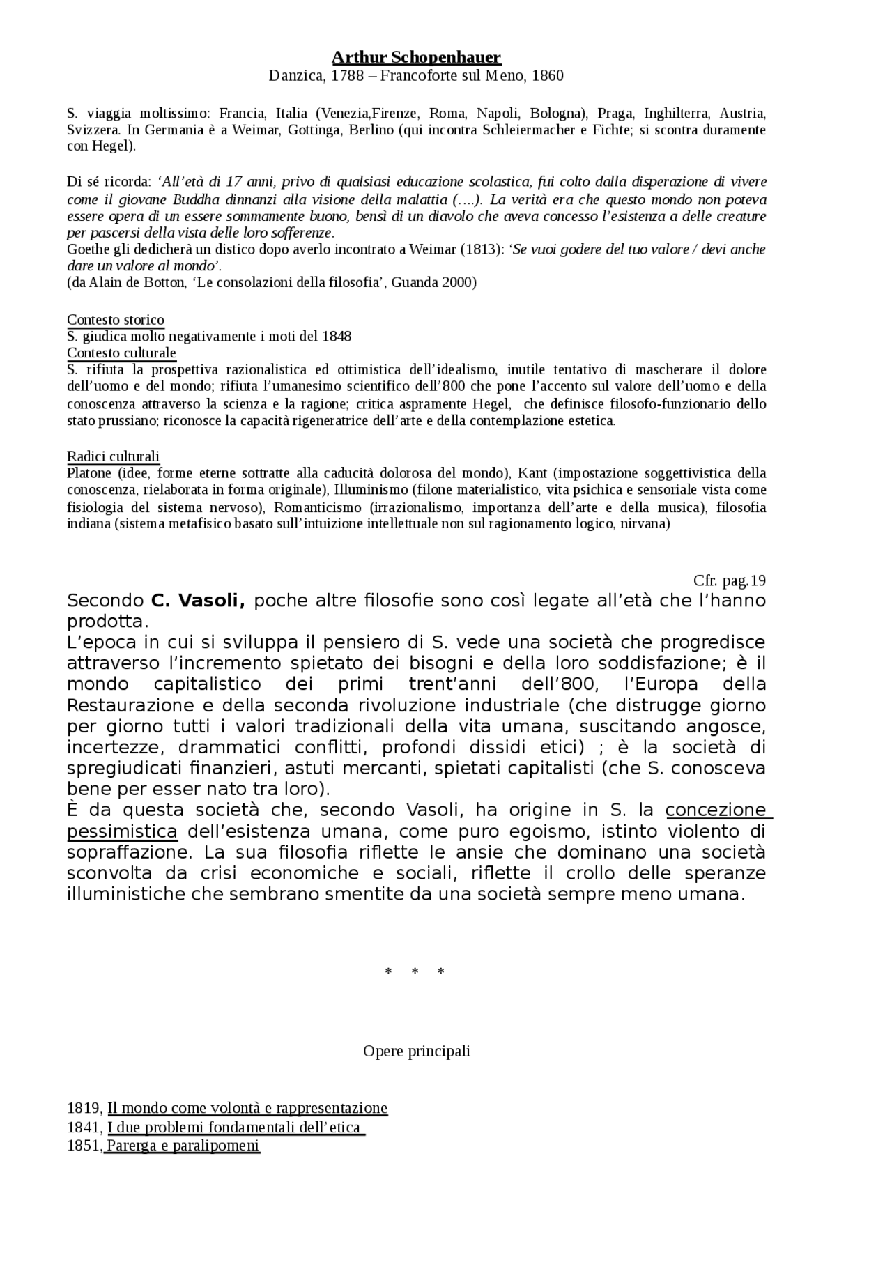Aschopenhauer Schemi E Mappe Concettuali Di Filosofia Docsity