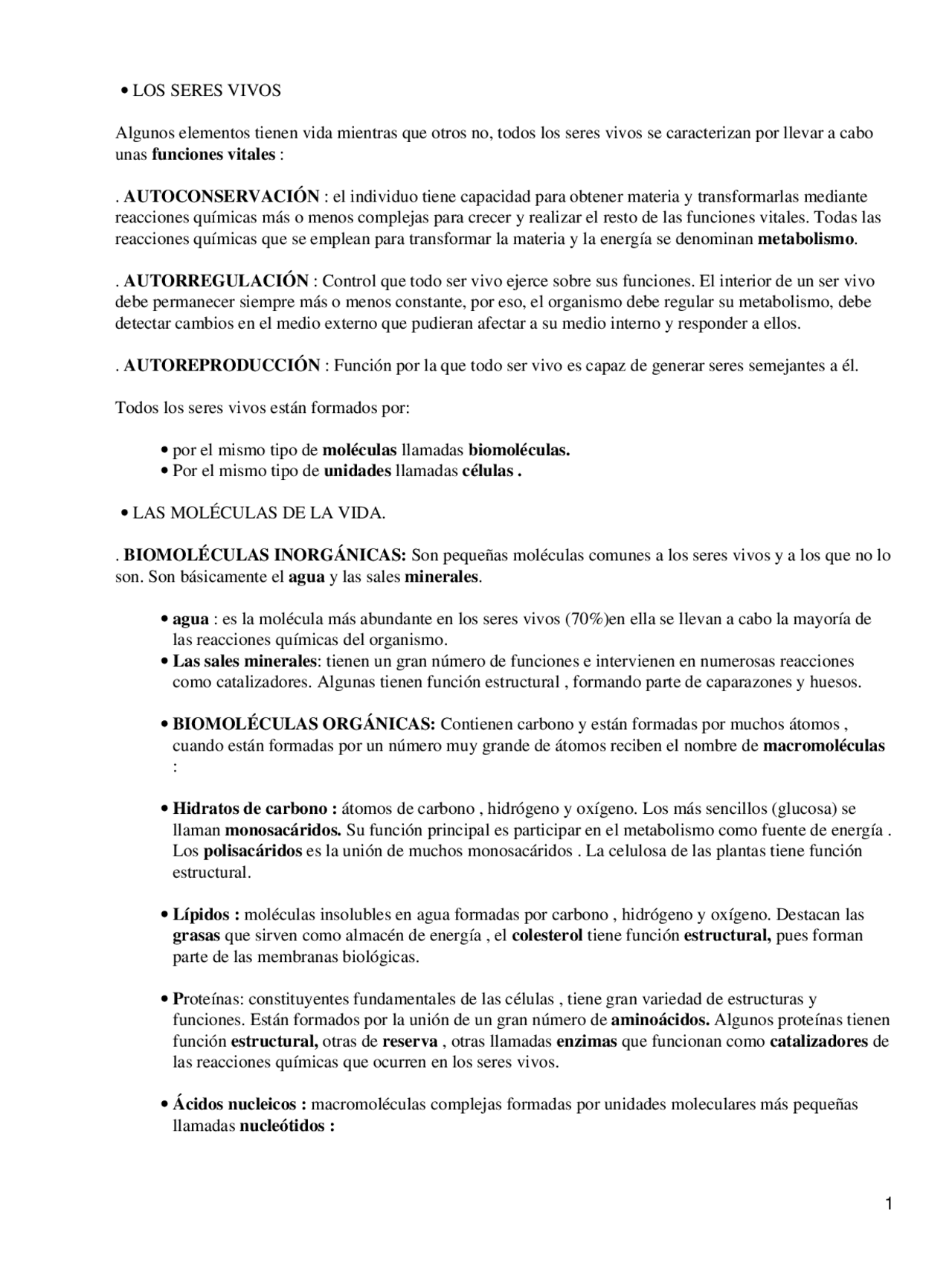 Apuntes Sobre Los Seres Vivos Docsity