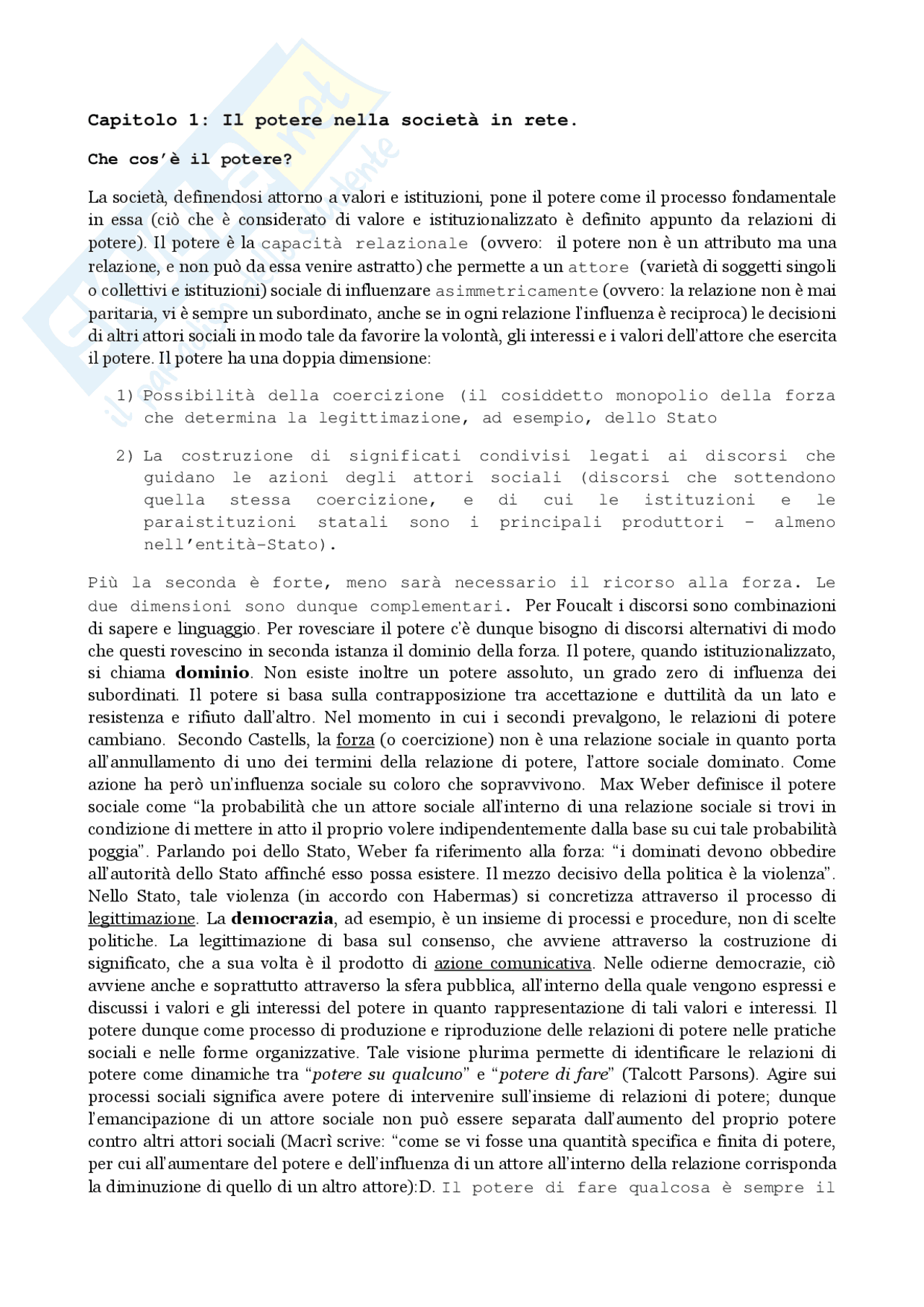 Comunicazione E Potere Cap 1 Docsity