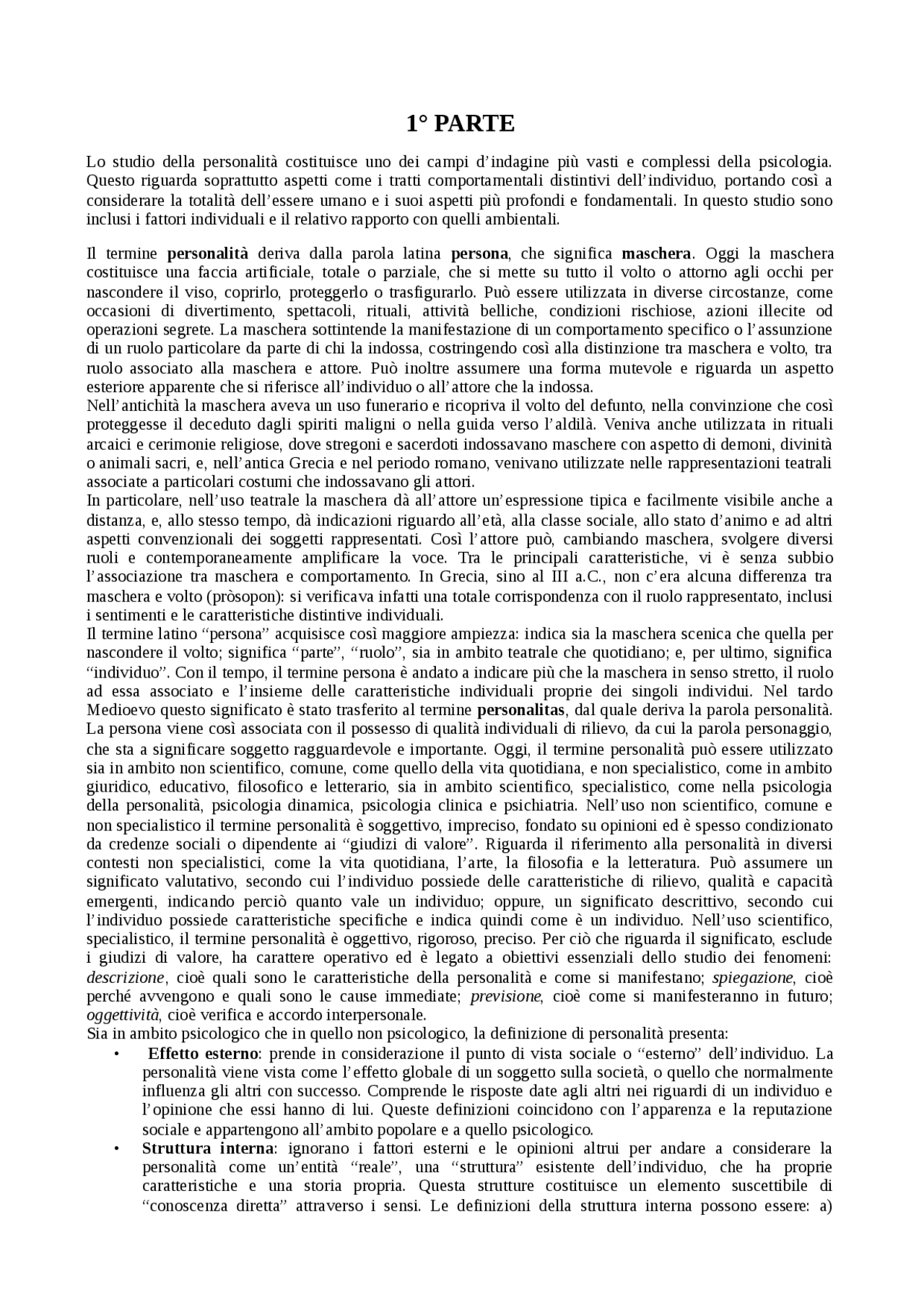 Riassunto Dispense Prof Meleddu 1° Parte Docsity