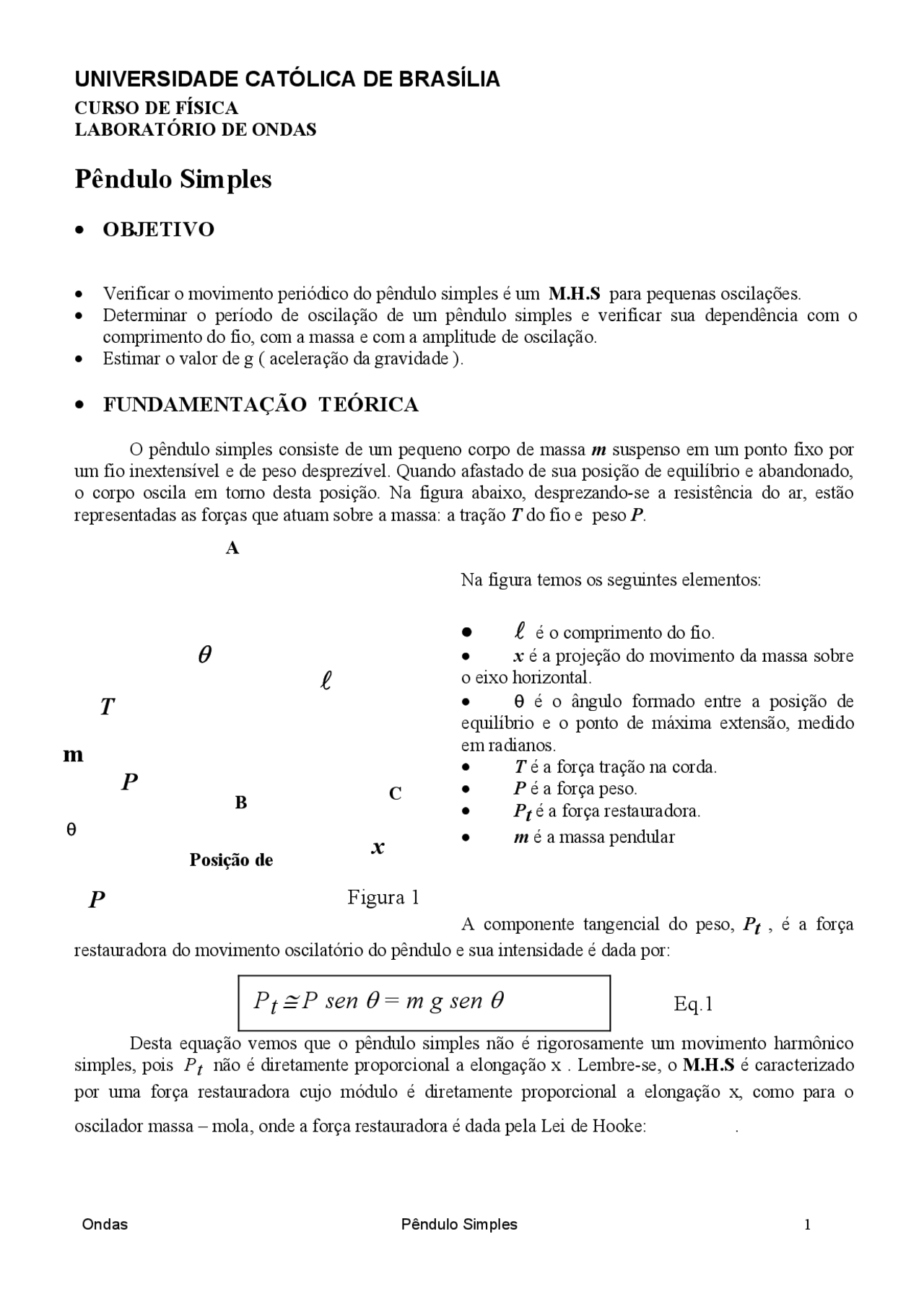 Pêndulo Simples - Docsity