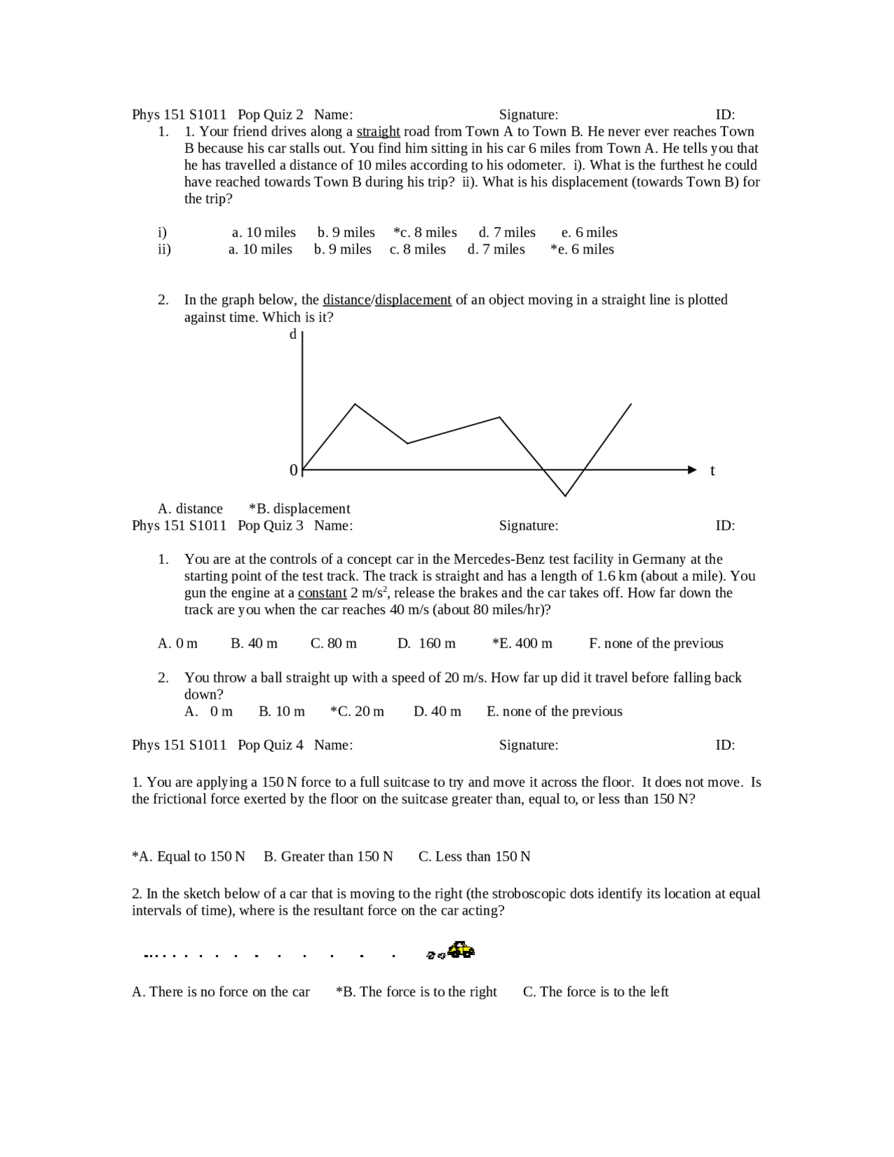 Quiz Ii With Answers For Applied Physics Phys 151 Docsity