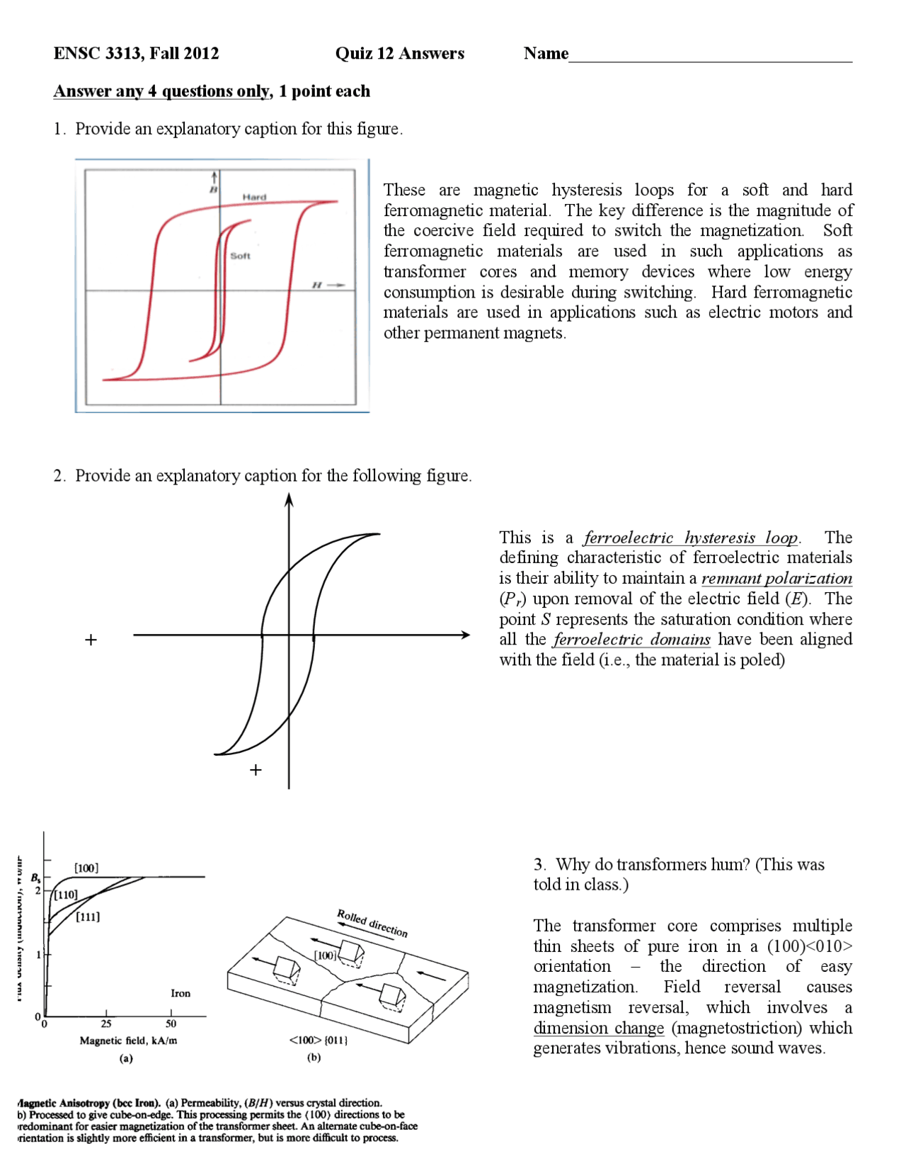 6 Questions With Answers Materials Science Ensc 3313 Docsity