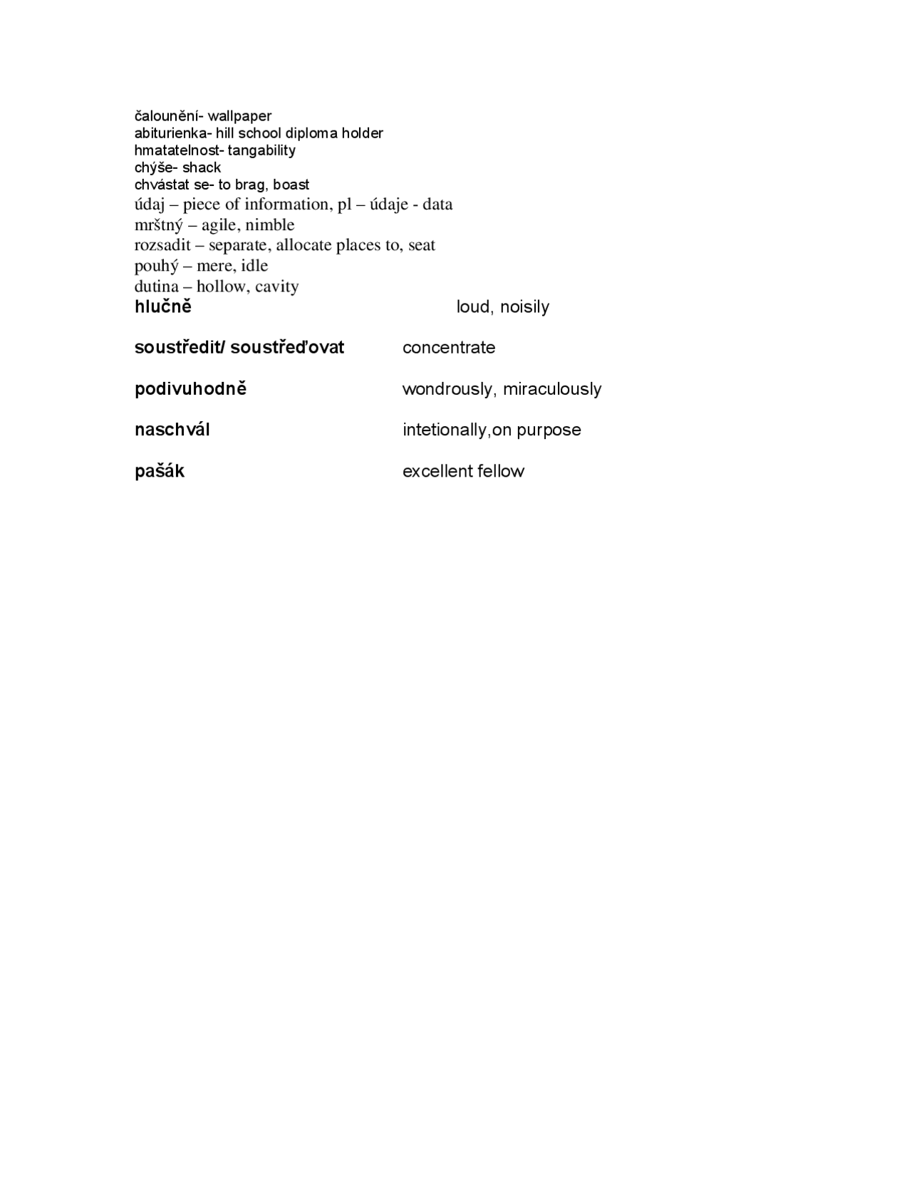 Wallpaper - Advanced Czech - Vocabulary - Docsity