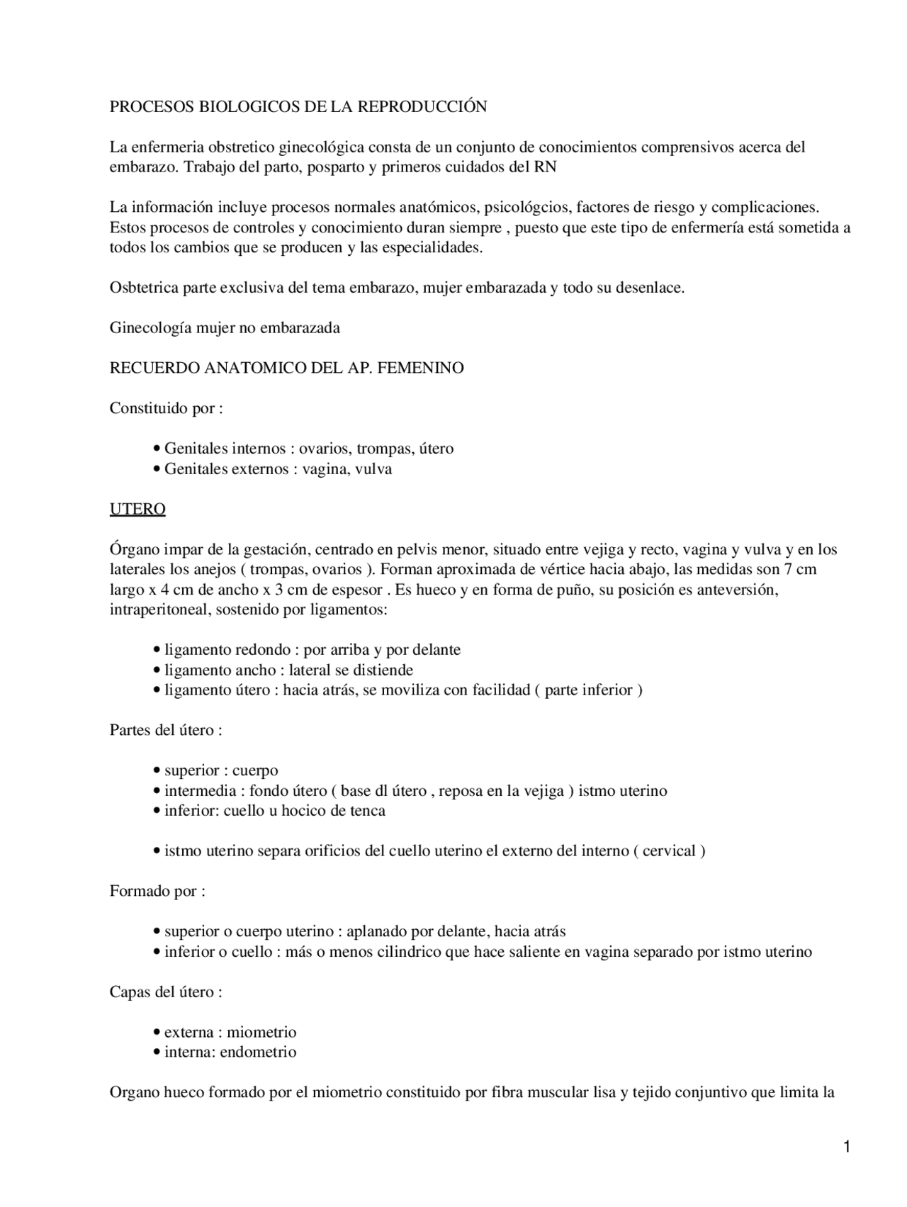 Apuntes Sobre Los Procesos Biologicos De La Reproducción Parte1 Docsity
