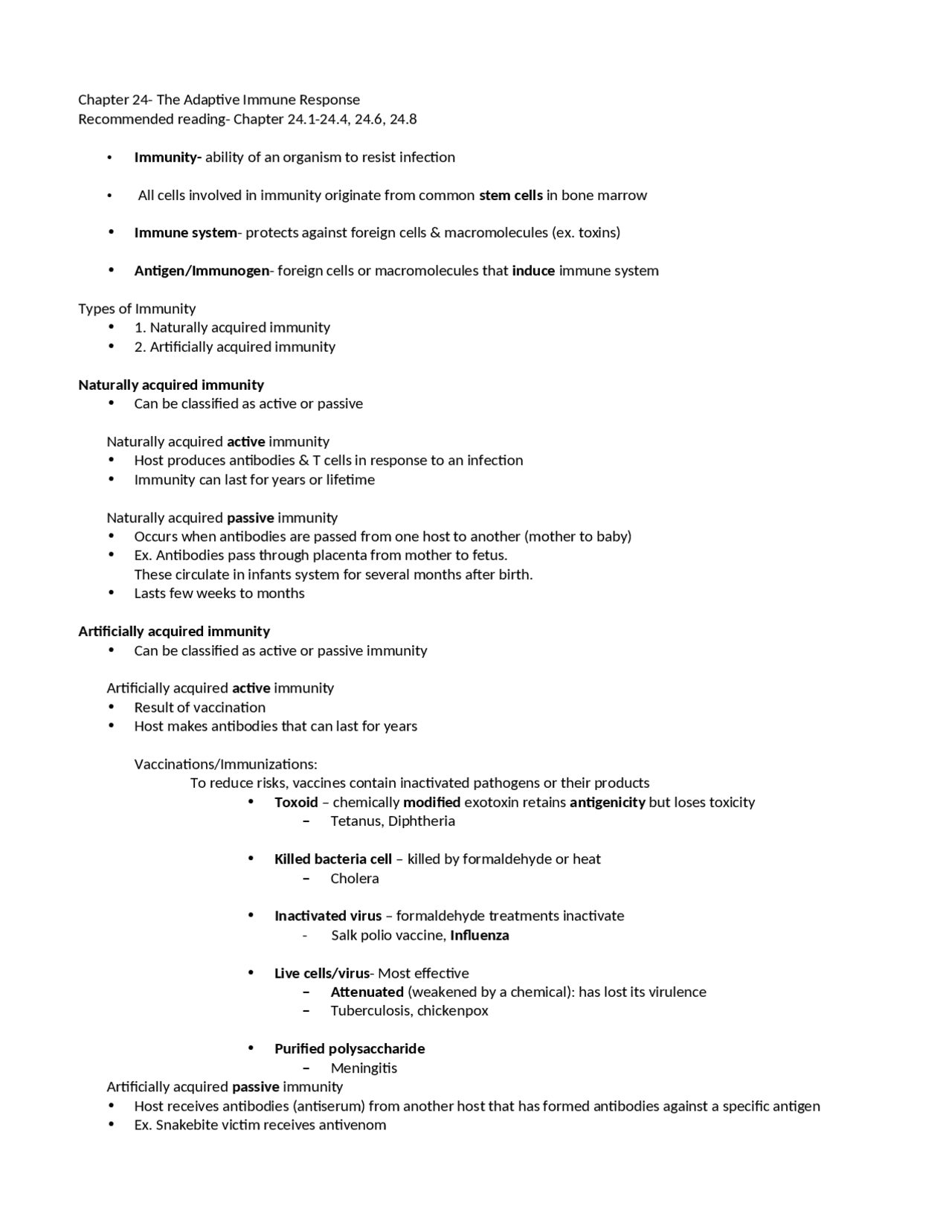 The Adaptive Immune Response Notes Biol 2051 Docsity