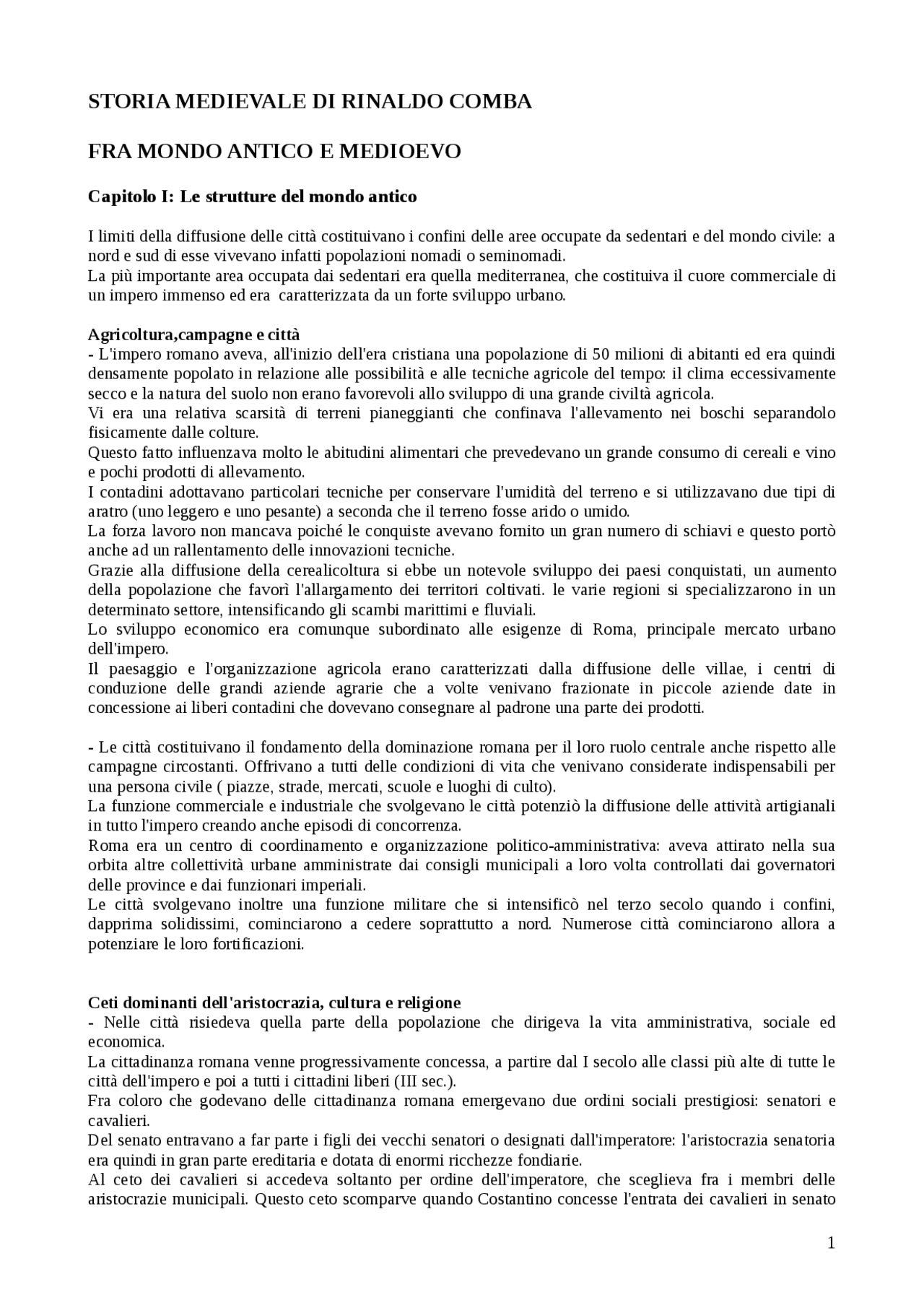 Manuale Di Storia Medievale Comba Docsity