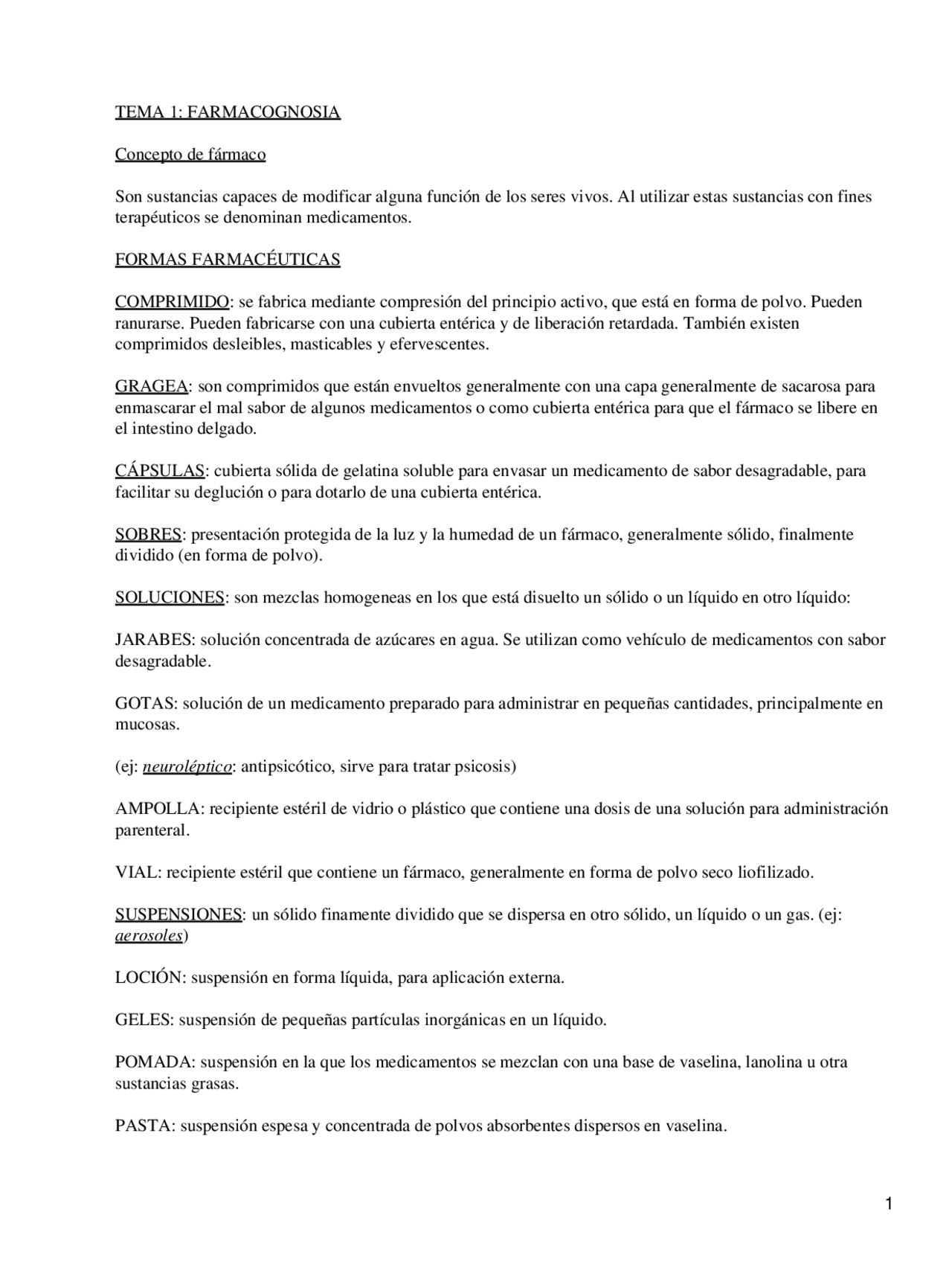 Apuntes Sobre La Farmacognosia Parte1 Apuntes De Farmacología Docsity