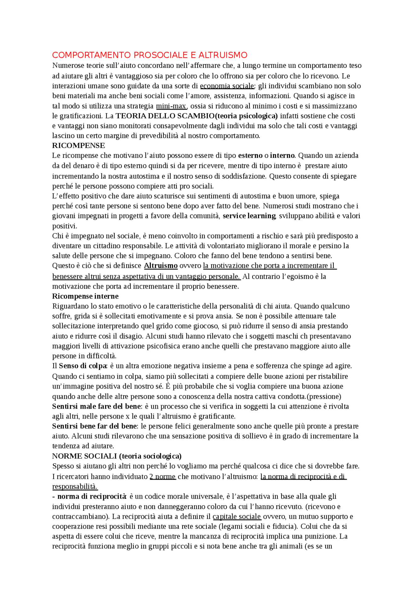 Comportamento Prosociale E Altruismo Docsity