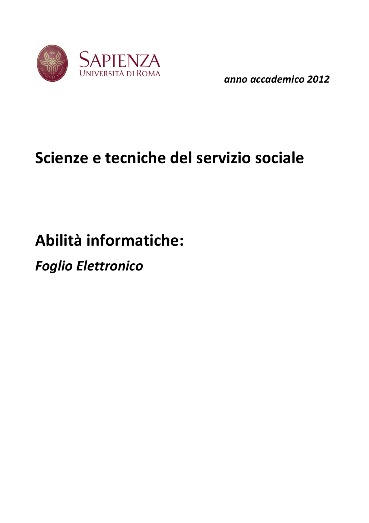 Slide Foglio Elettronico Docsity