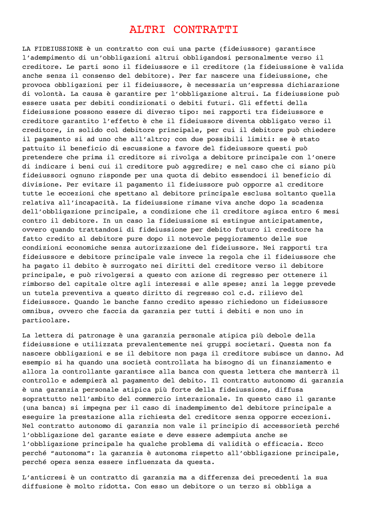Altri Contratti Docsity